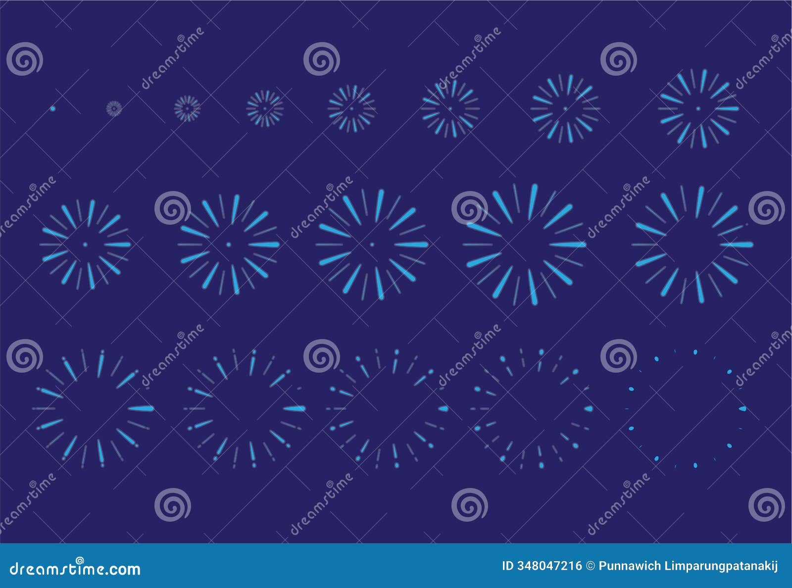 Fireworks Blue Minimal Design Animation Motion Sequence Frame Vector ...