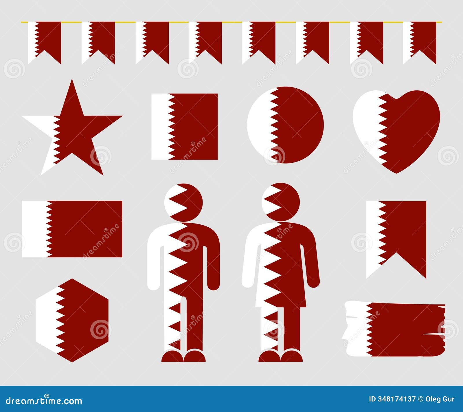 Qatar Flag Background. Qatari Vector Stickers. Love Hearts Symbols ...