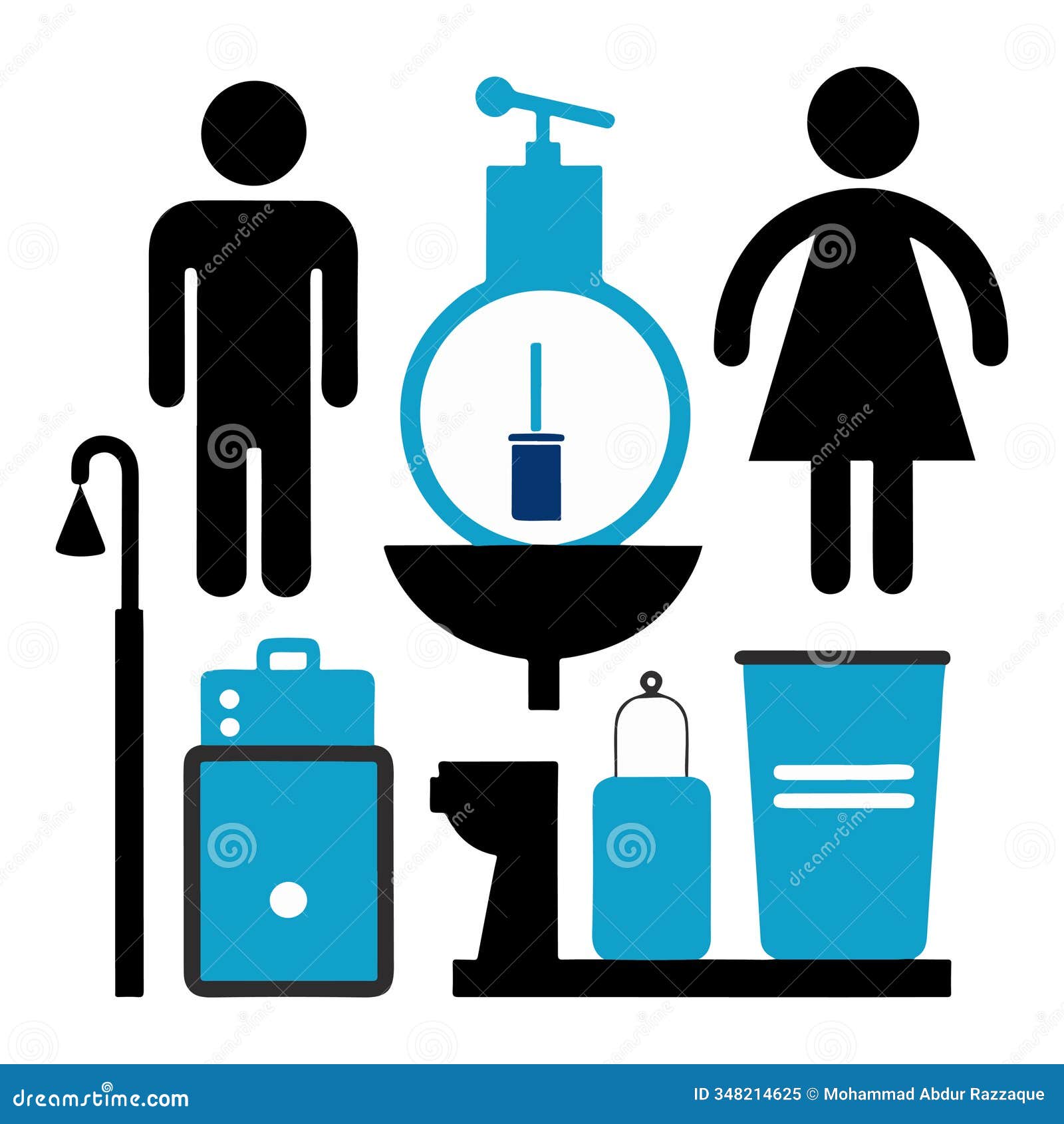 Sleek Washroom Icons Vector Collection Stock Illustration ...