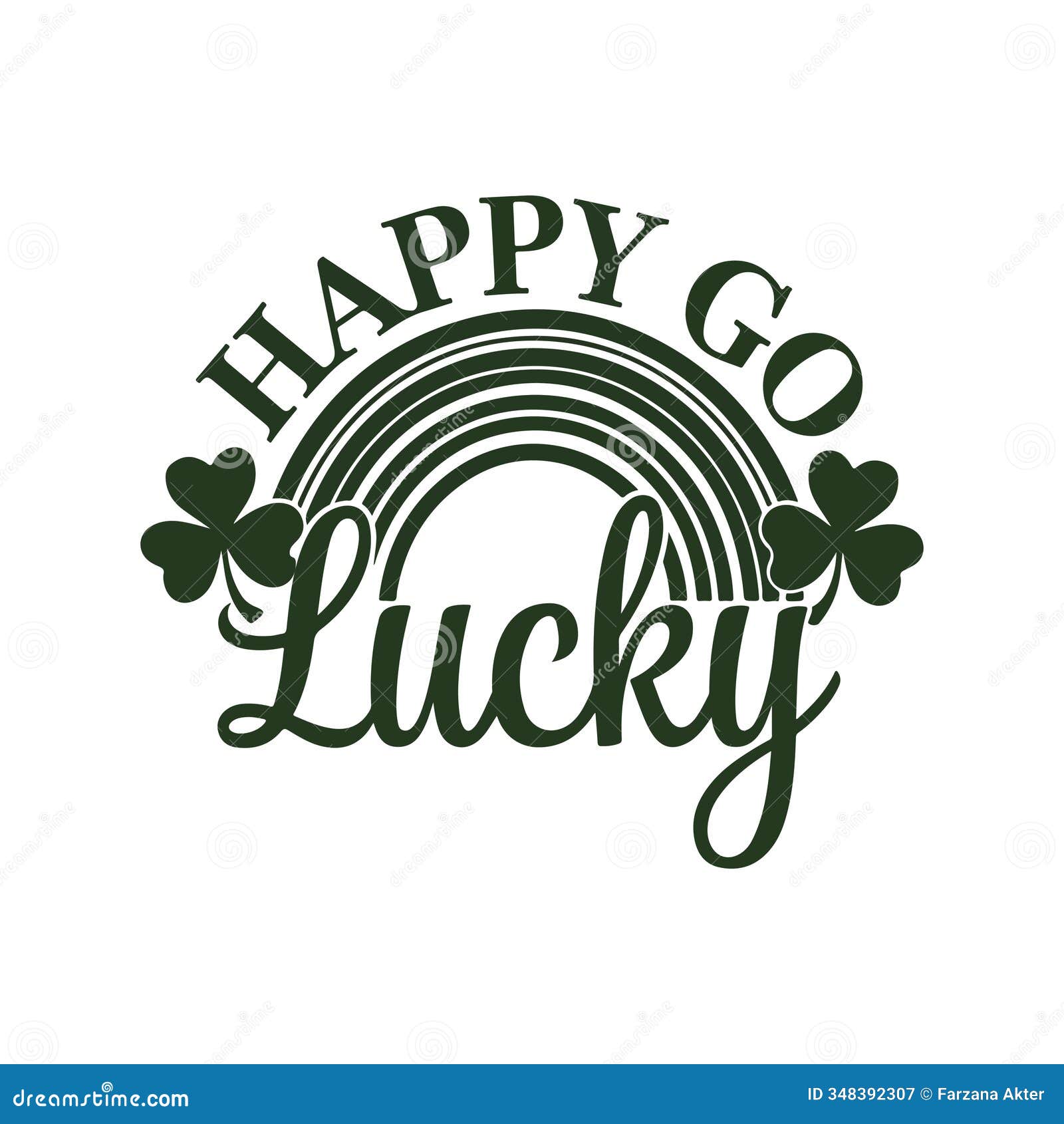 Text Happy Go Lucky Vector T-shirt Design Stock Illustration ...
