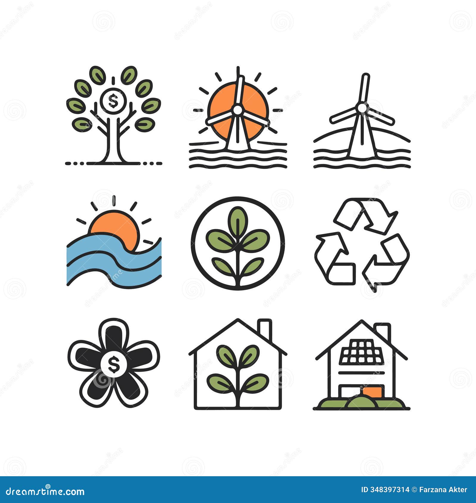 Theme of Sustainable Investments Icons Vector Image Vector Art Stock ...