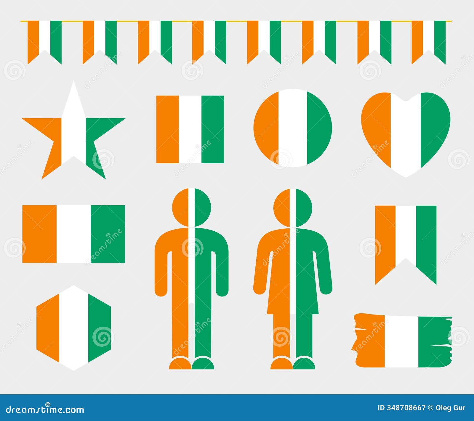 Cote D Ivoire Flag Set. Isolated Cote D Ivoire Flag on White Background ...