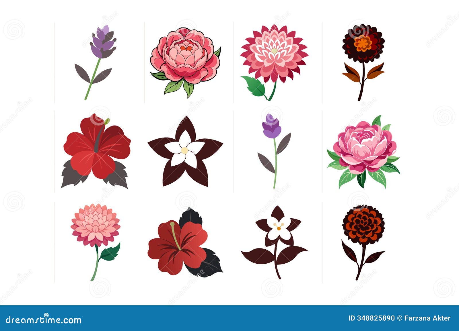 Flowers Icon Set Vector Art Stock Vector - Illustration of calla, rose ...