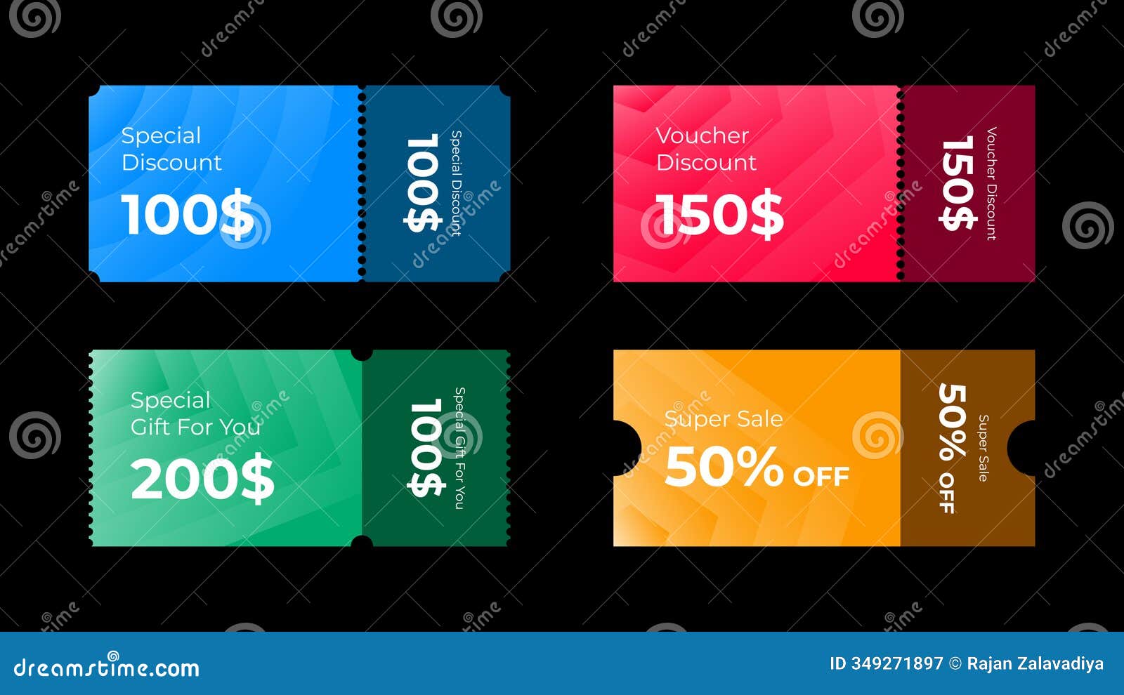 Coupon Card Design Template with Discount Percent. Stock Illustration ...