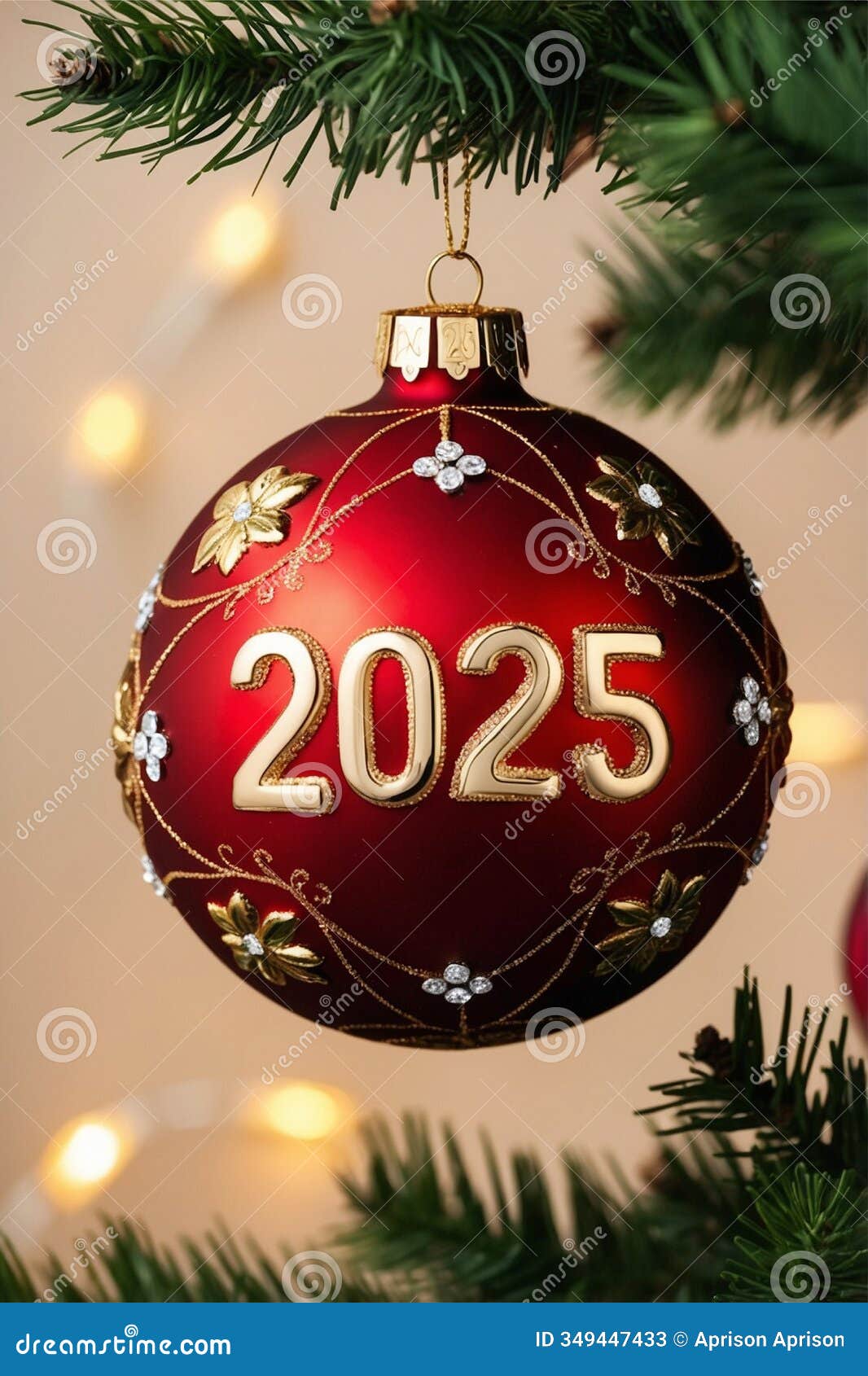 A Close-up Photograph of a Christmas Ornament Hanging on a Tree with ...