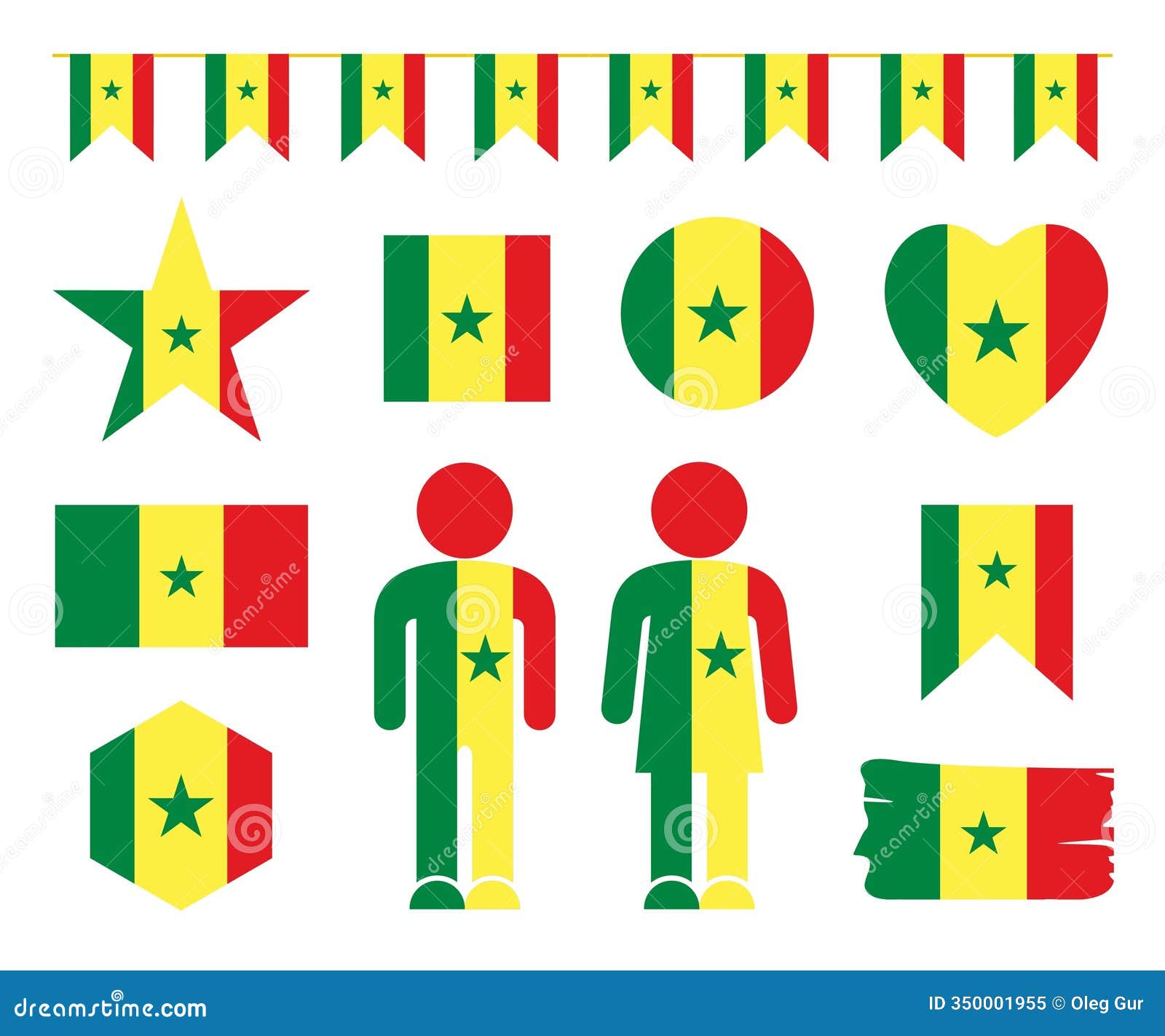 Senegal Flag Set. Isolated Senegal Flag on White Background Stock ...