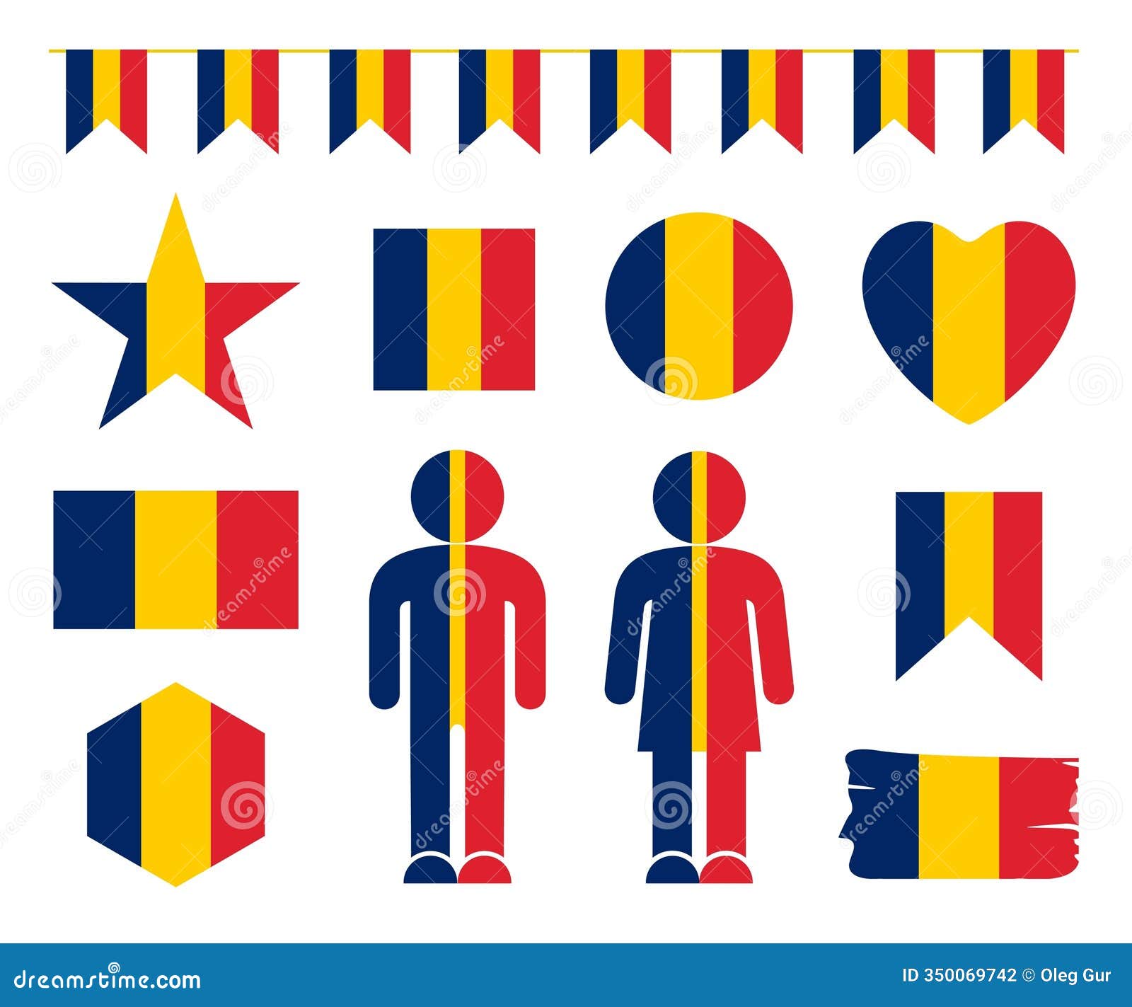 Chad Flag Logo. Isolated Chad Flag on White Background Stock ...