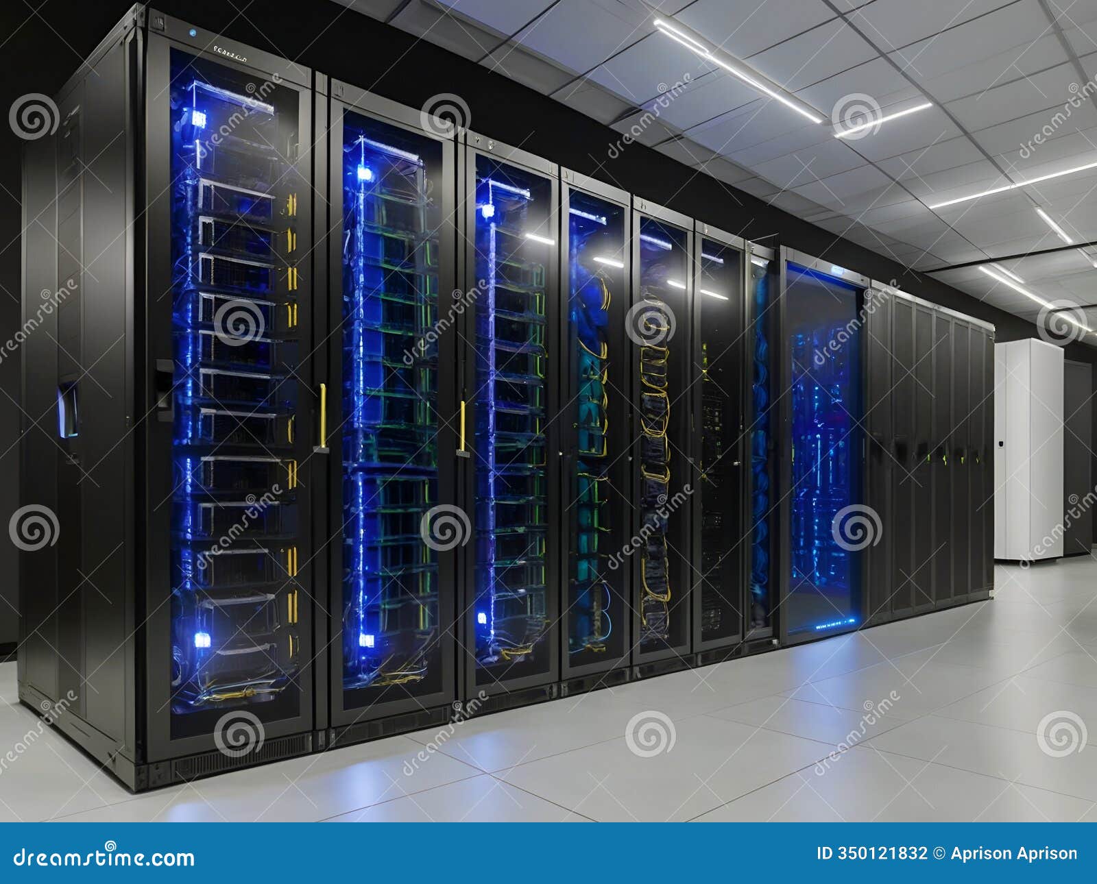 An Arrangement of Server Room To Manage Many Computers Stock ...