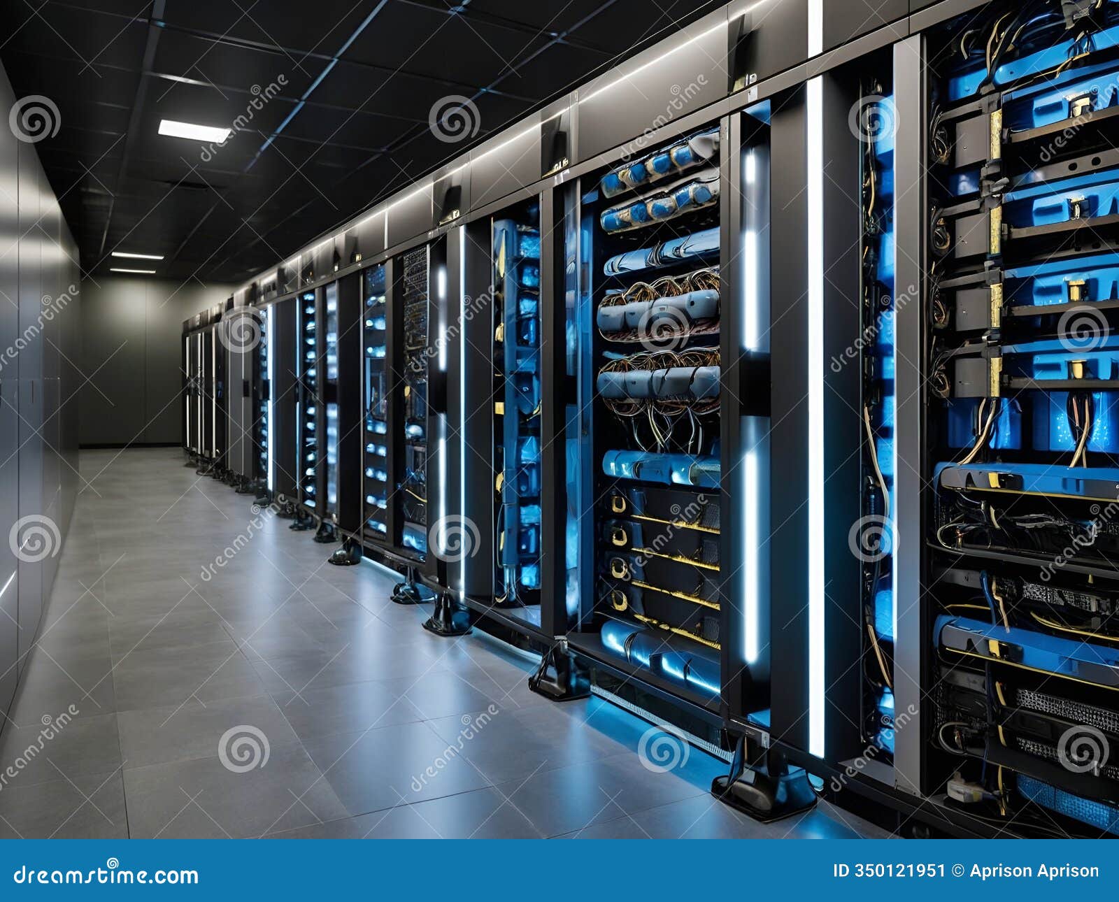 An Arrangement of Server Room To Manage Many Computers Stock ...