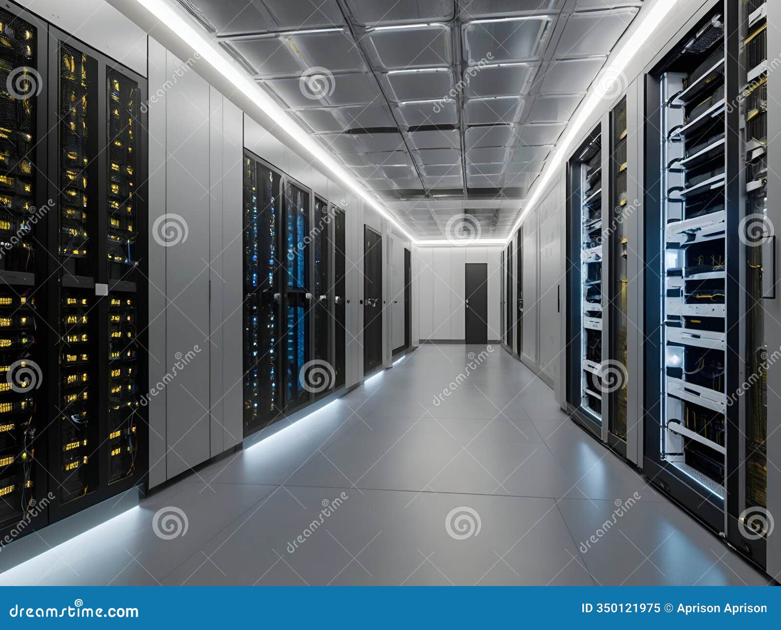 An Arrangement of Server Room To Manage Many Computers Stock ...