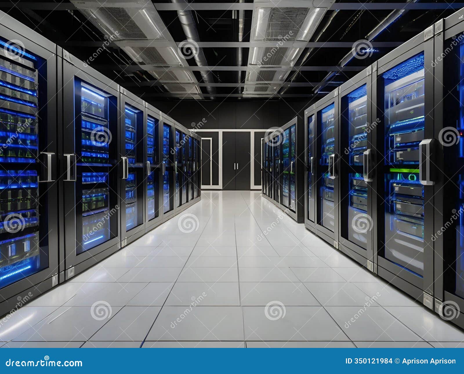 An Arrangement of Server Room To Manage Many Computers Stock ...