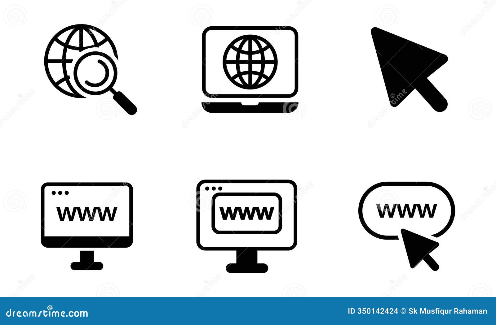 6 Black and White Website Icon Vector Template Logo Icon Sambal Stock ...