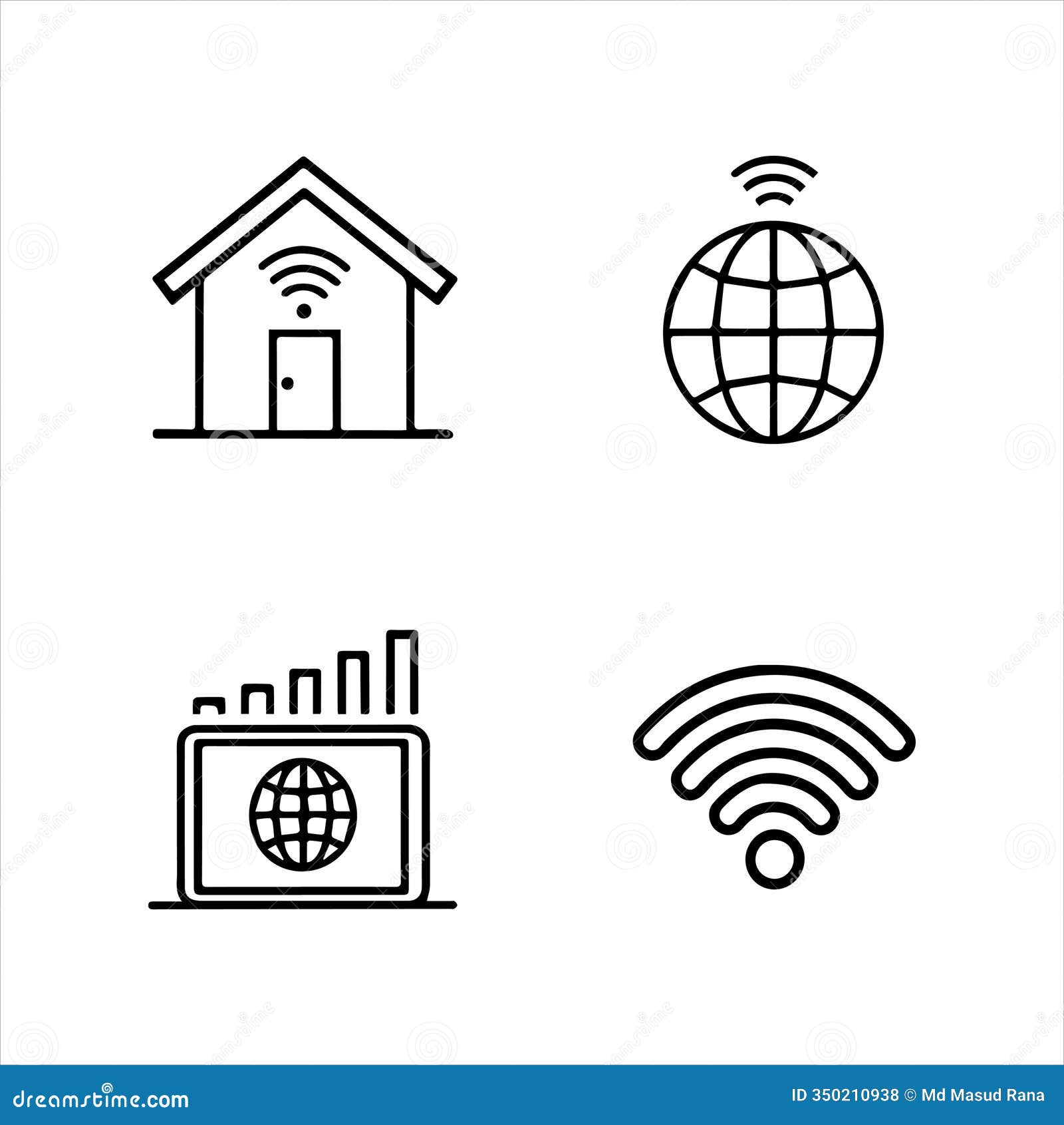 Wifi , Signal, Wireless, Internet Icon Set Stock Vector - Illustration ...