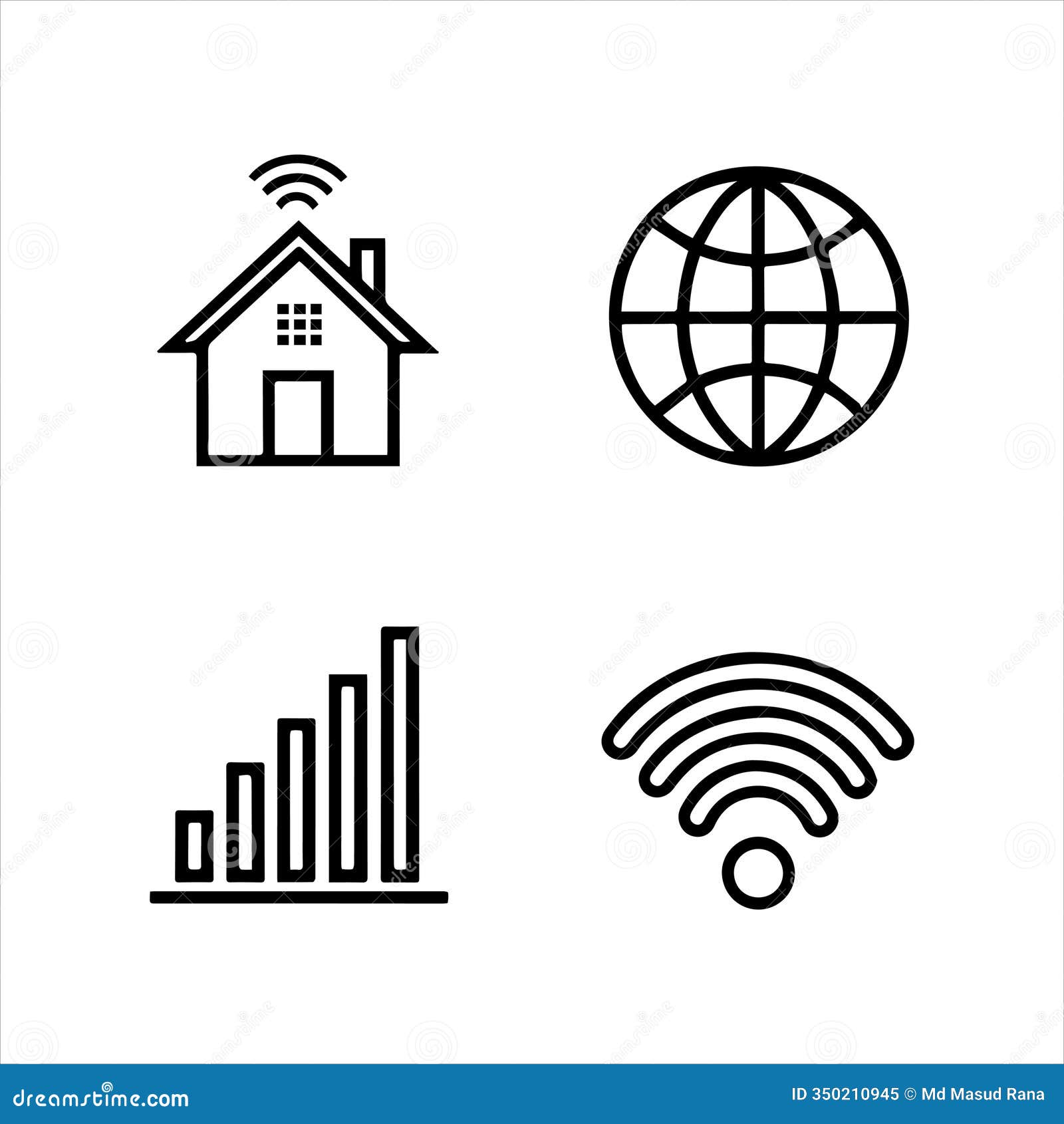 Wifi , Signal, Wireless, Internet Icon Set Stock Vector - Illustration ...