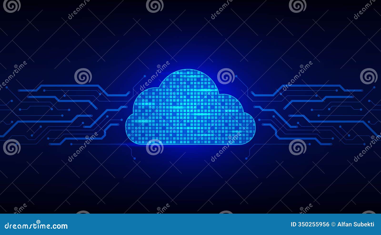 Futuristic Cloud Computing Network Illustration | CartoonDealer.com #329627418