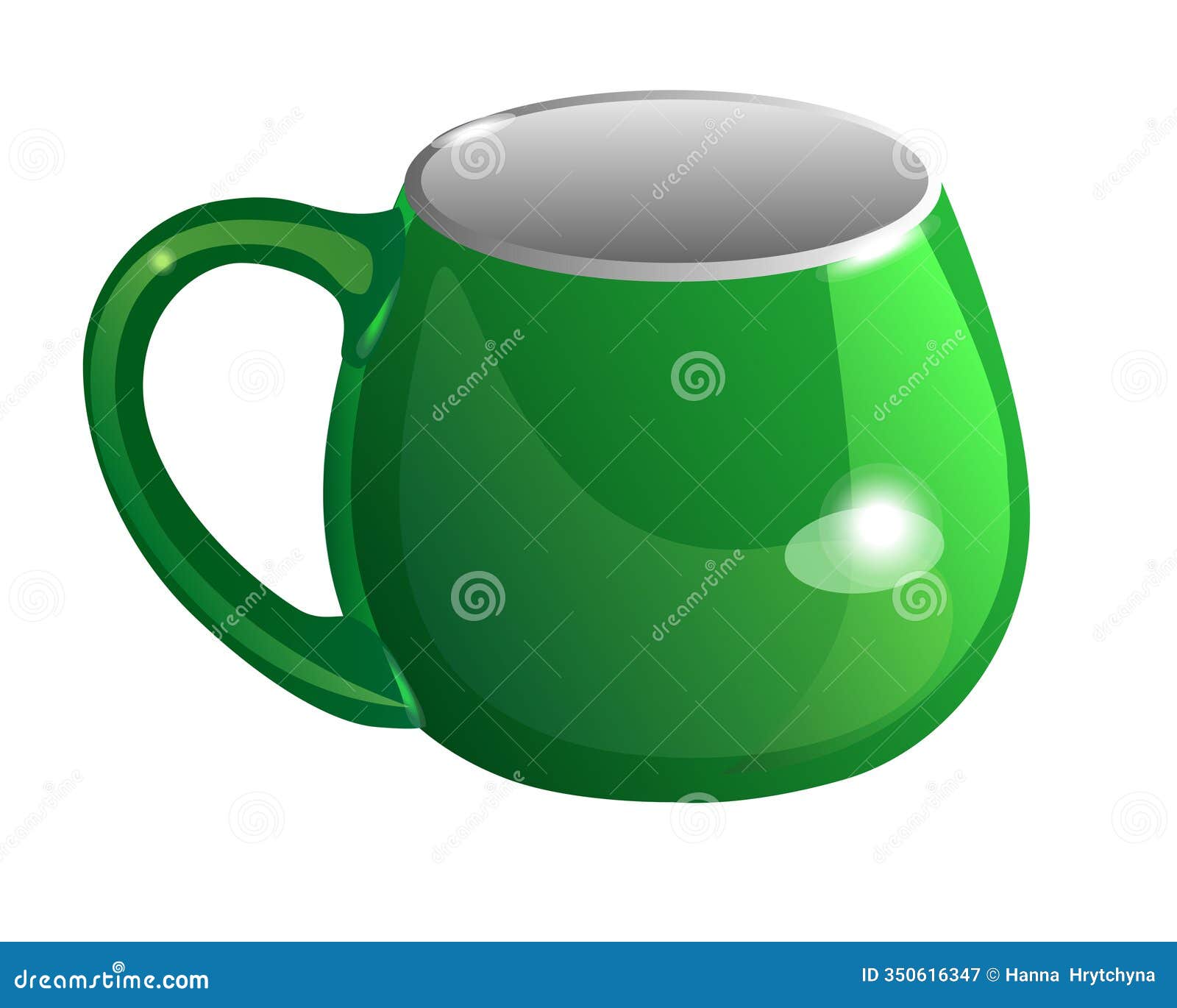 Porcelain Cup Green Shiny - Vector Full Color Picture. Mug Stock ...