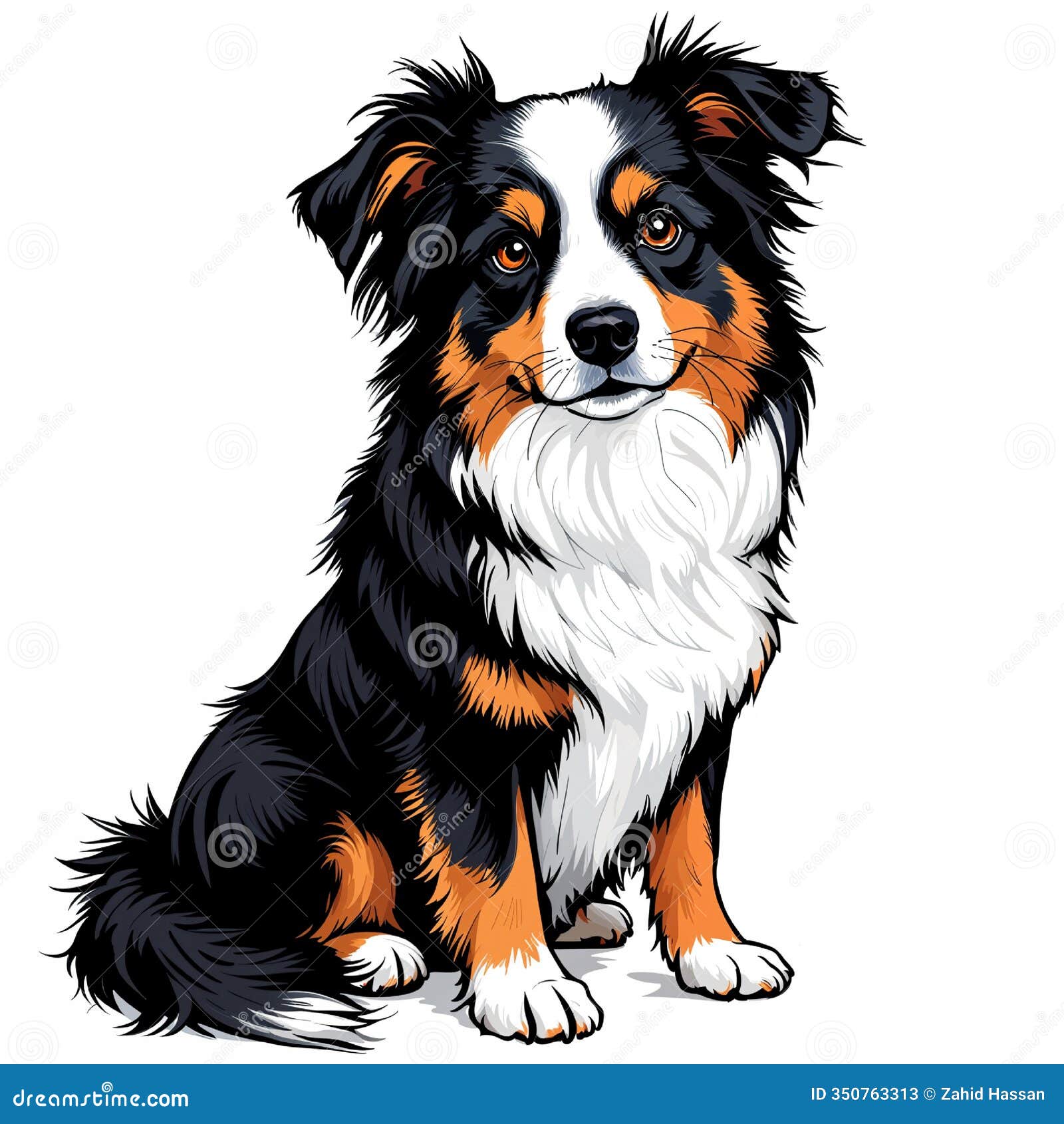 Cute Cartoon Australian Shepherd Dog Vector Illustration Stock ...