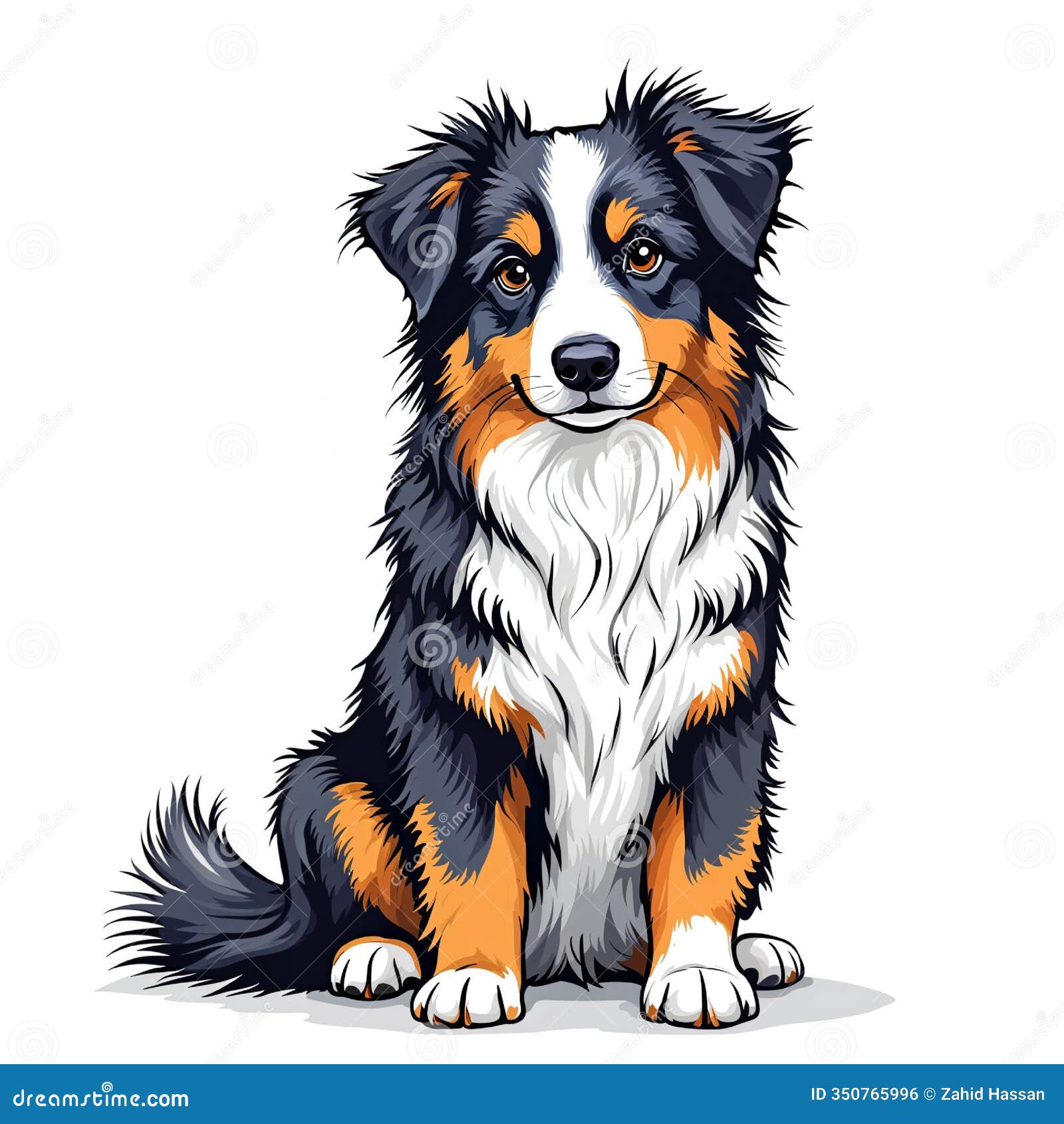 Cute Australian Shepherd Dog Vector Cartoon Illustration White ...