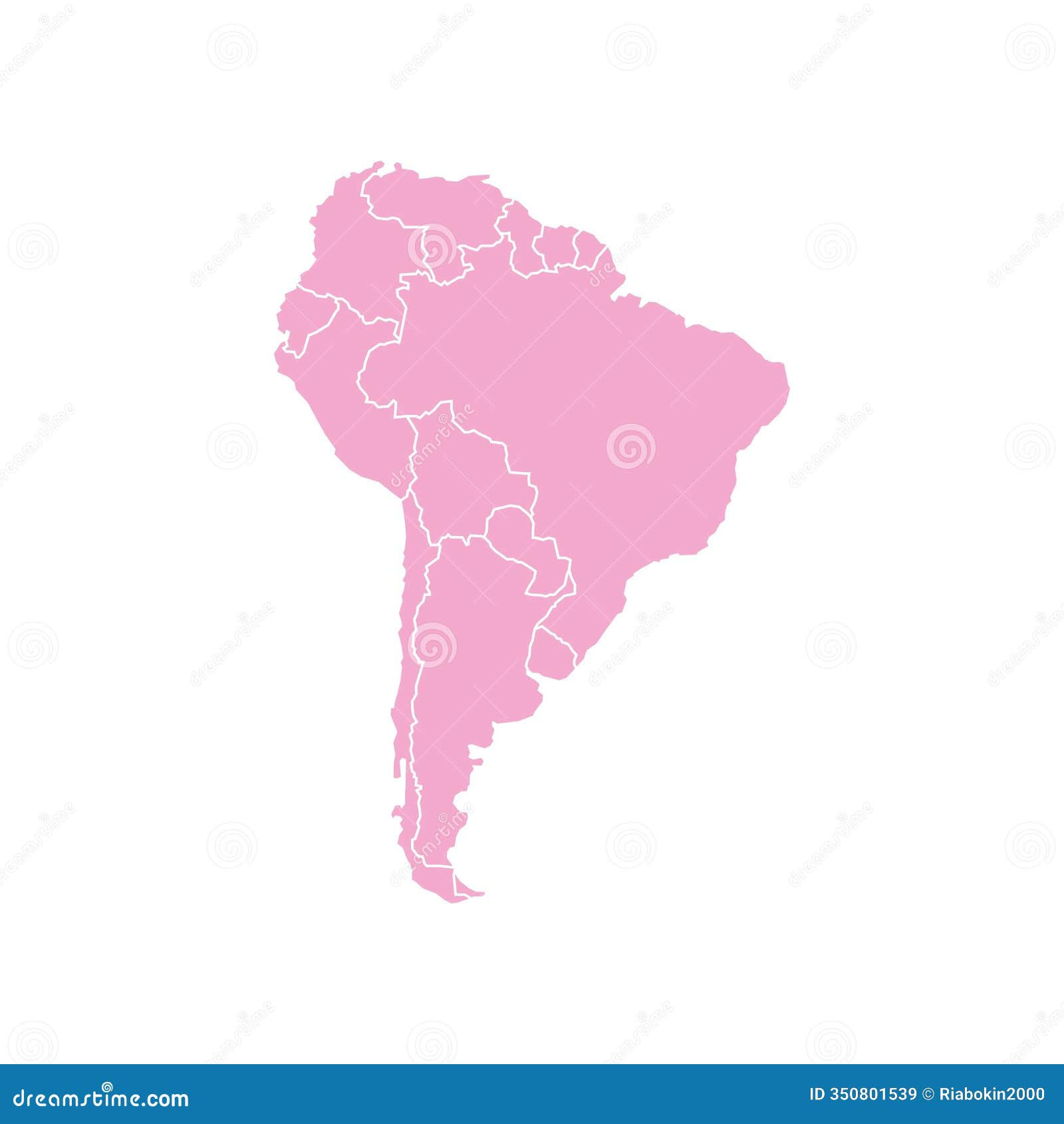 Detailed Pink South America Map with Borders Stock Illustration ...