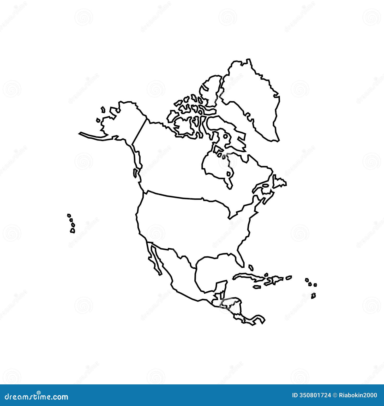 Highly Detailed Isolated North America Map with Borders Stock ...