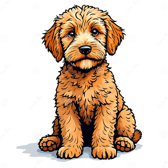 Cute Goldendoodle Dog Vector Cartoon Illustration Stock Illustration ...