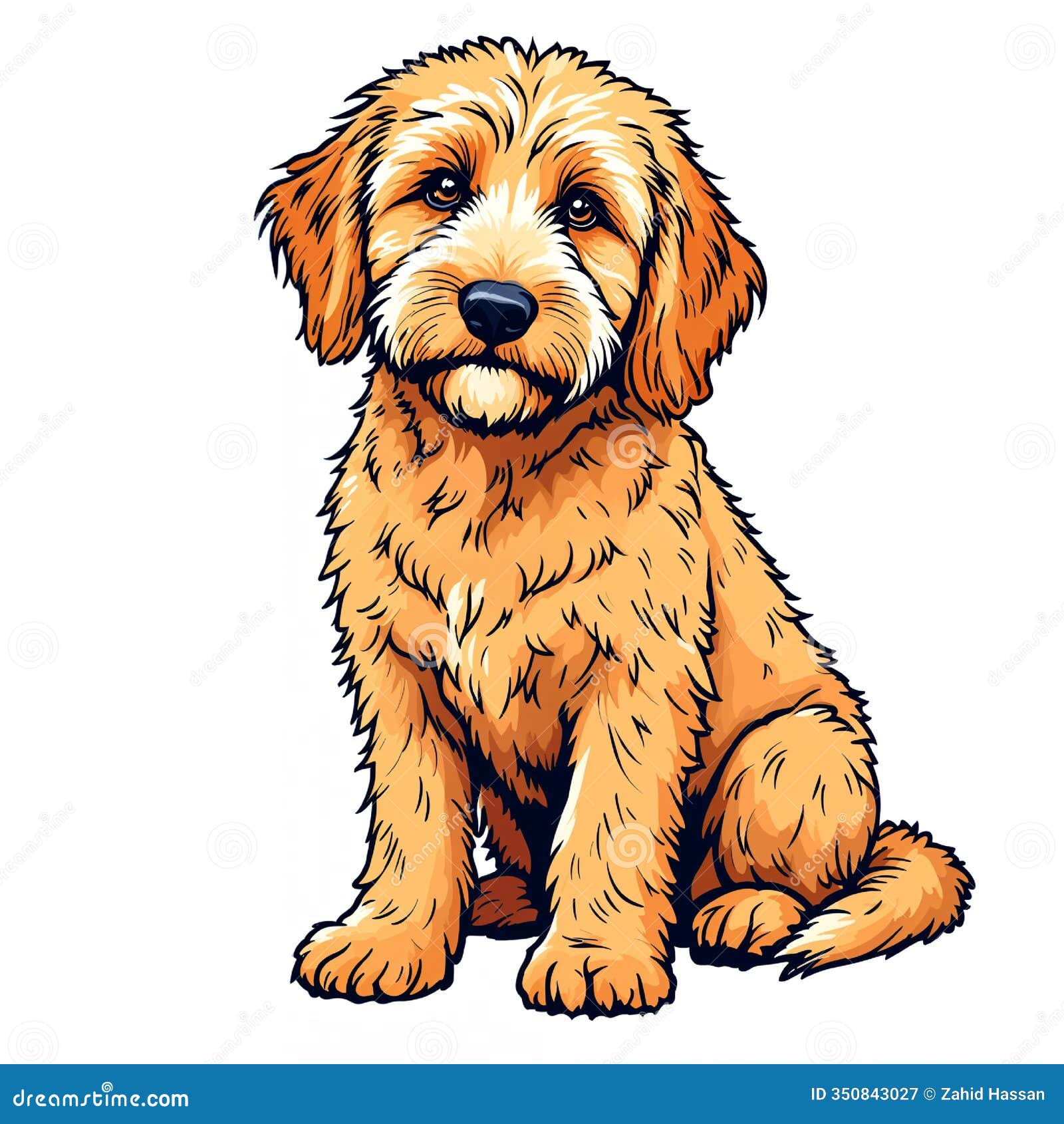 Cute Goldendoodle Dog Vector Cartoon Illustration Stock Illustration ...