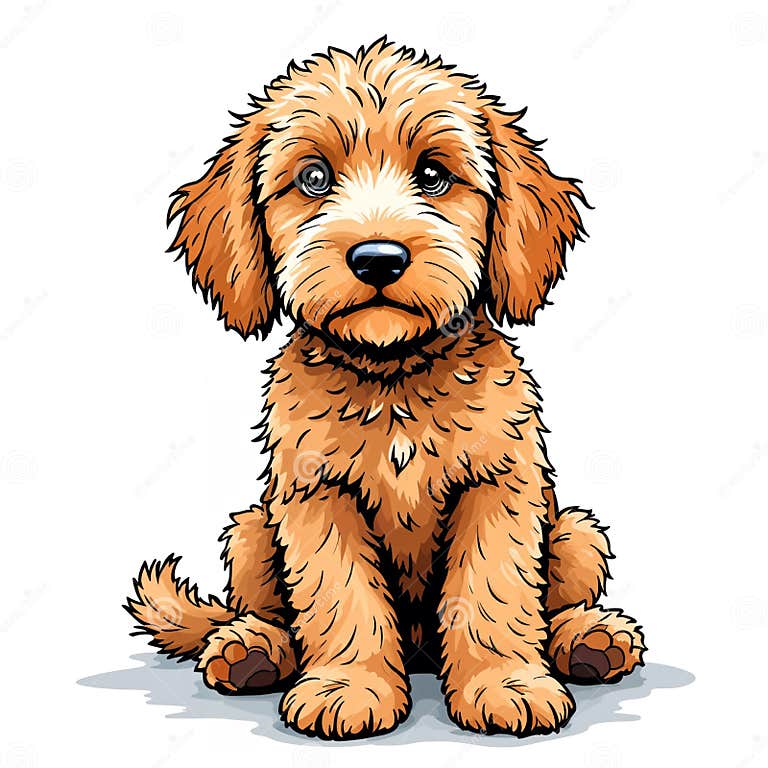 Cute Goldendoodle Dog Vector Cartoon Illustration Stock Illustration ...