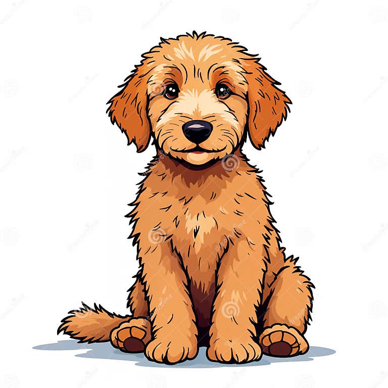 Cute Goldendoodle Dog Vector Cartoon Illustration Stock Illustration ...