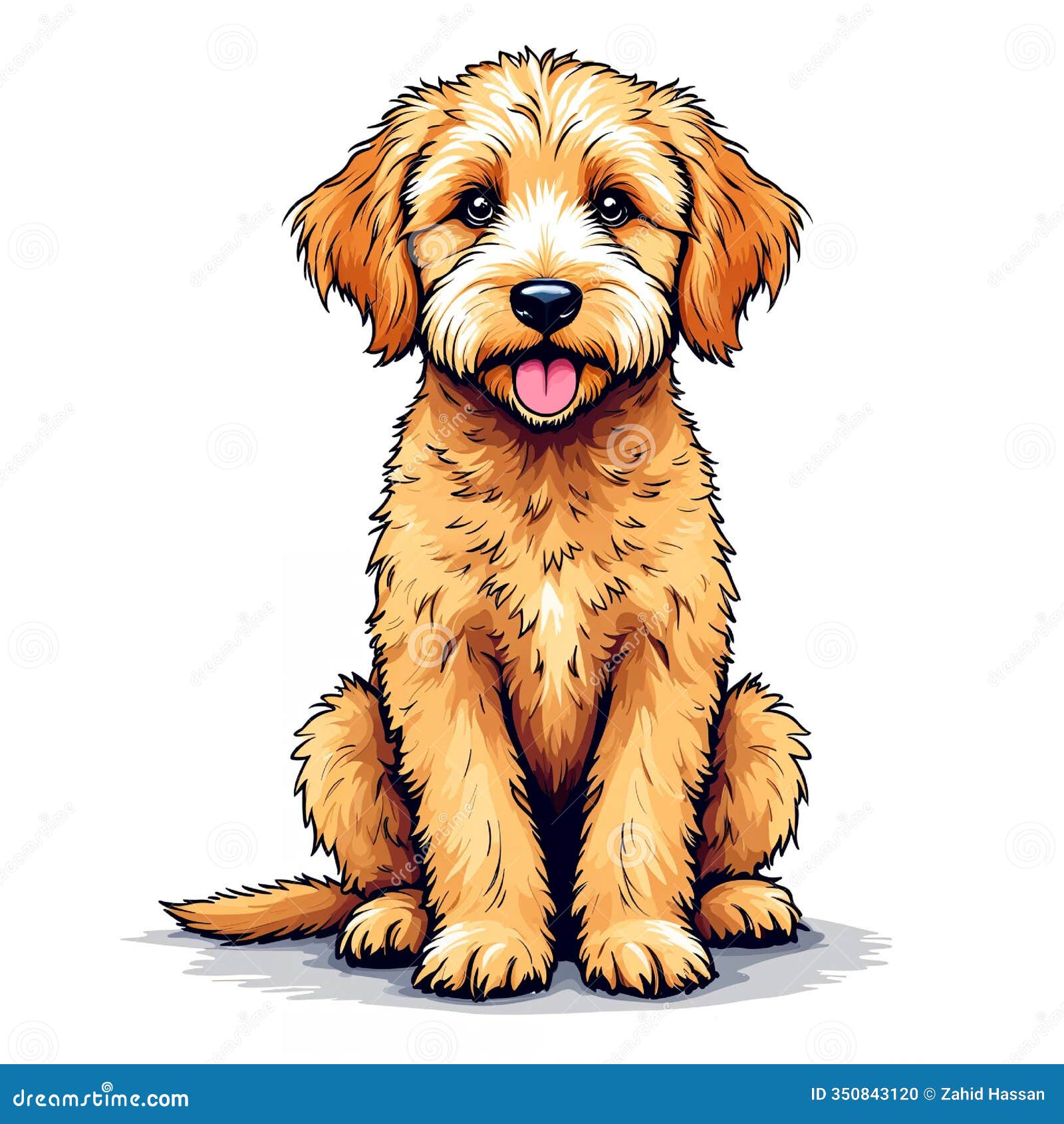 Cute Goldendoodle Dog Vector Cartoon Illustration Stock Illustration ...