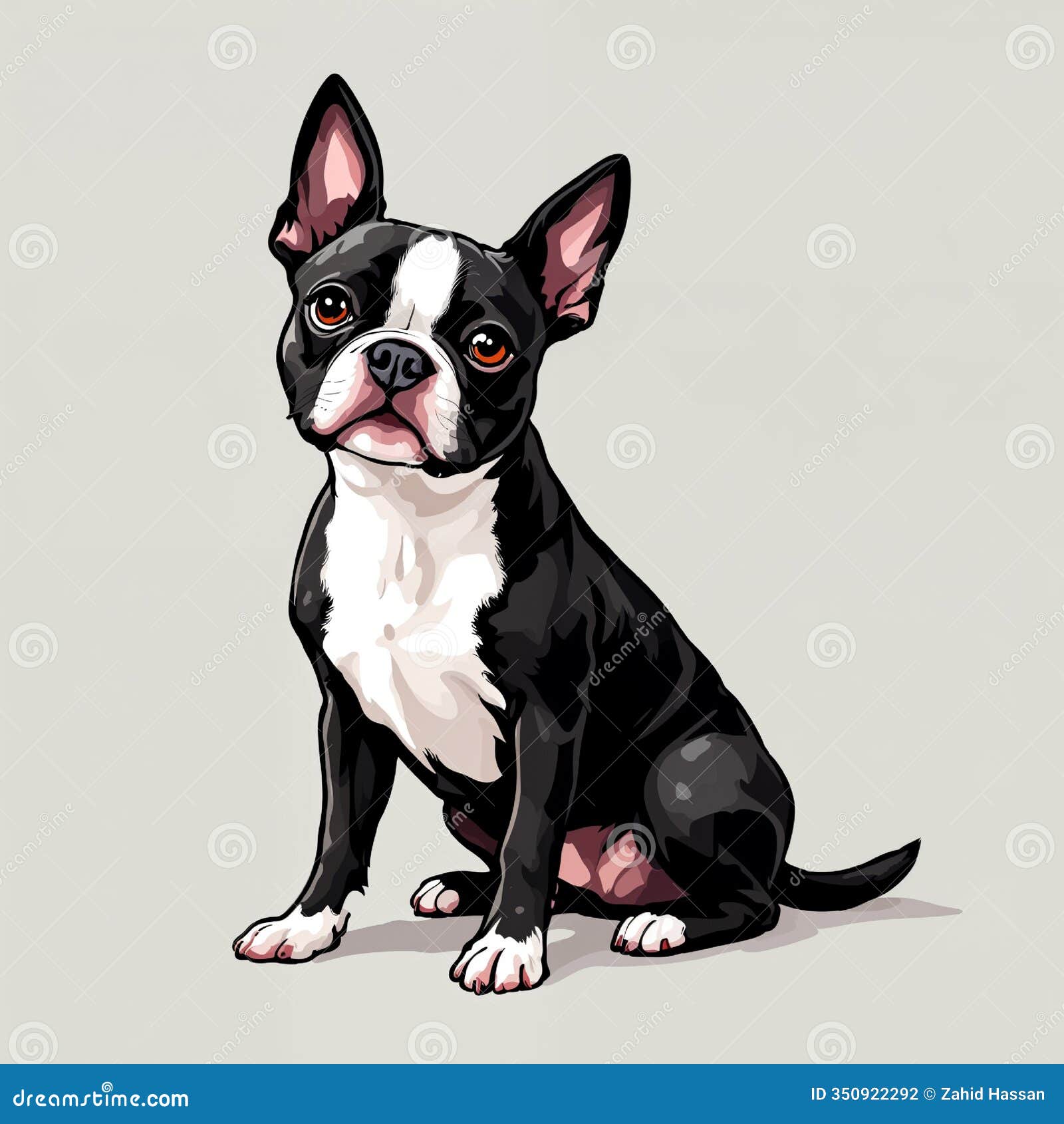 Cute Boston Terrier Dog Vector Cartoon Illustration Stock Illustration ...