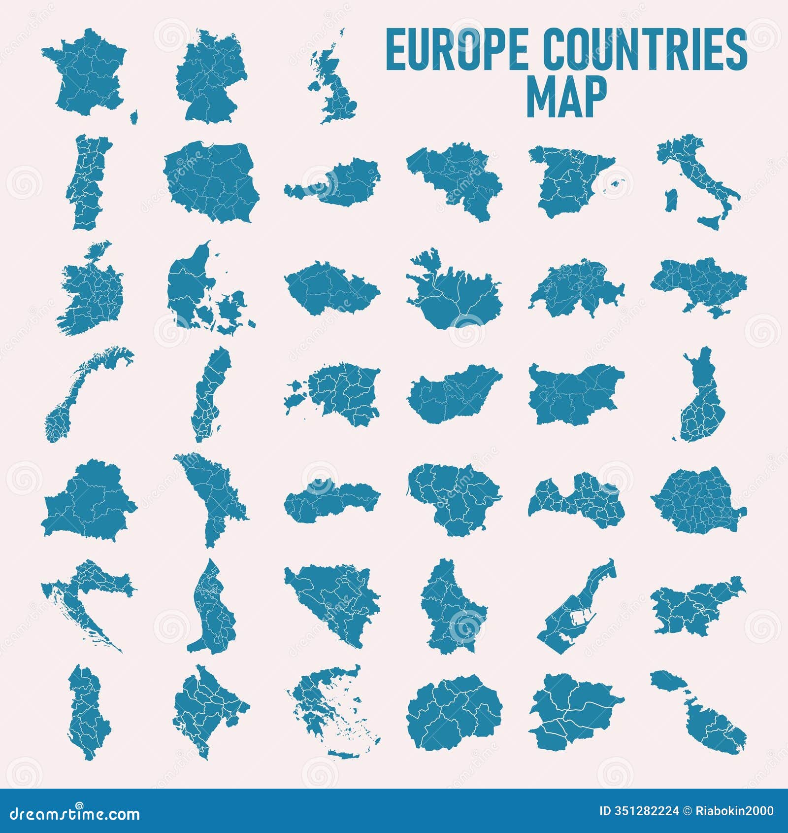 European Countries Maps Vector Illustration | CartoonDealer.com #51063612