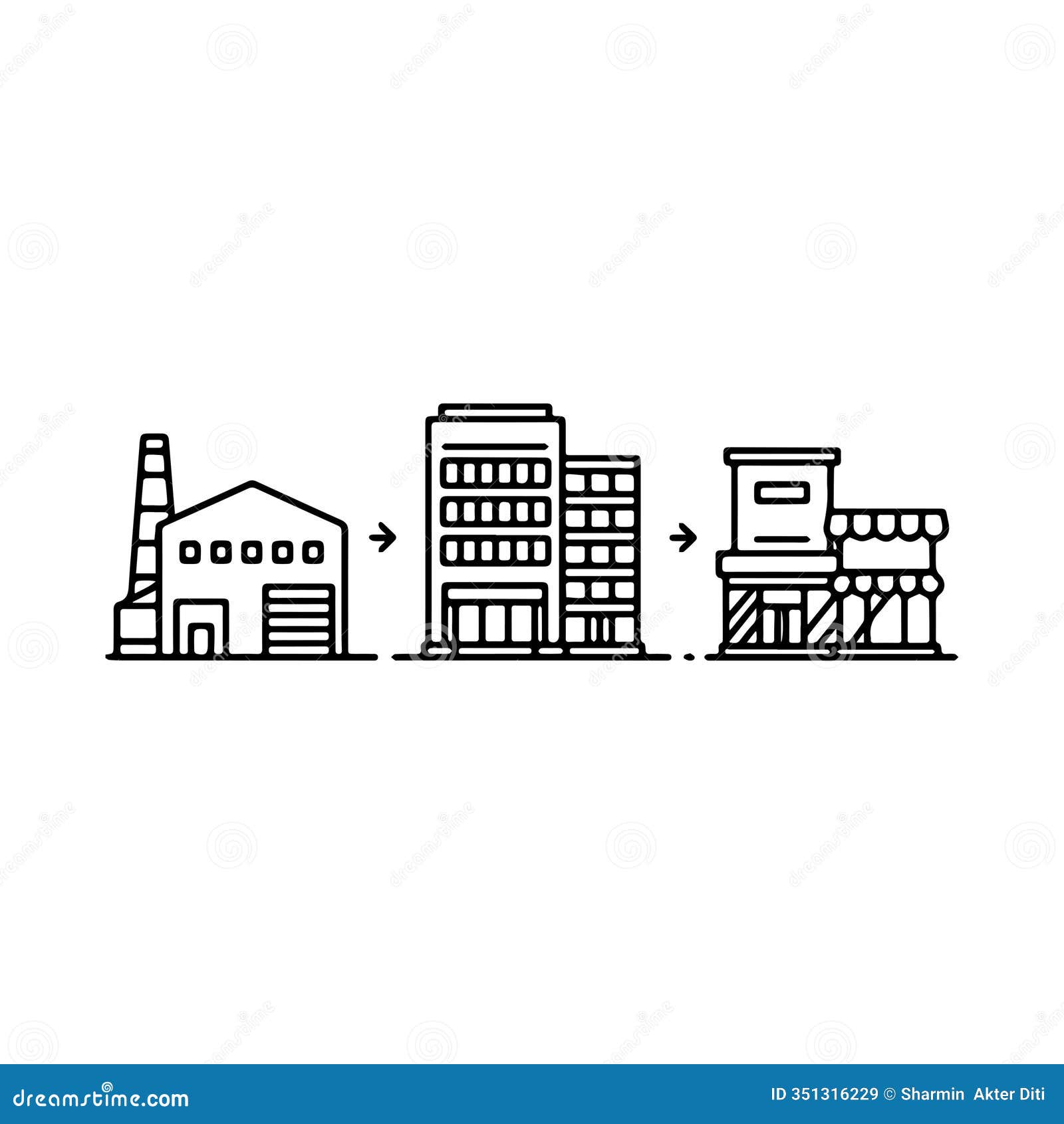 Factory Line Icon. Vector Illustration of Factory Linear Icon for Web ...