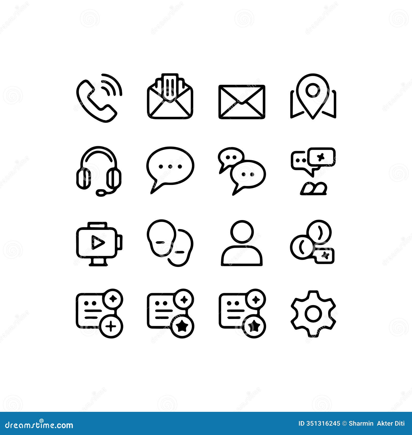 Set of Call Center Icons. Outline Icons for Web Design and Mobile Apps ...