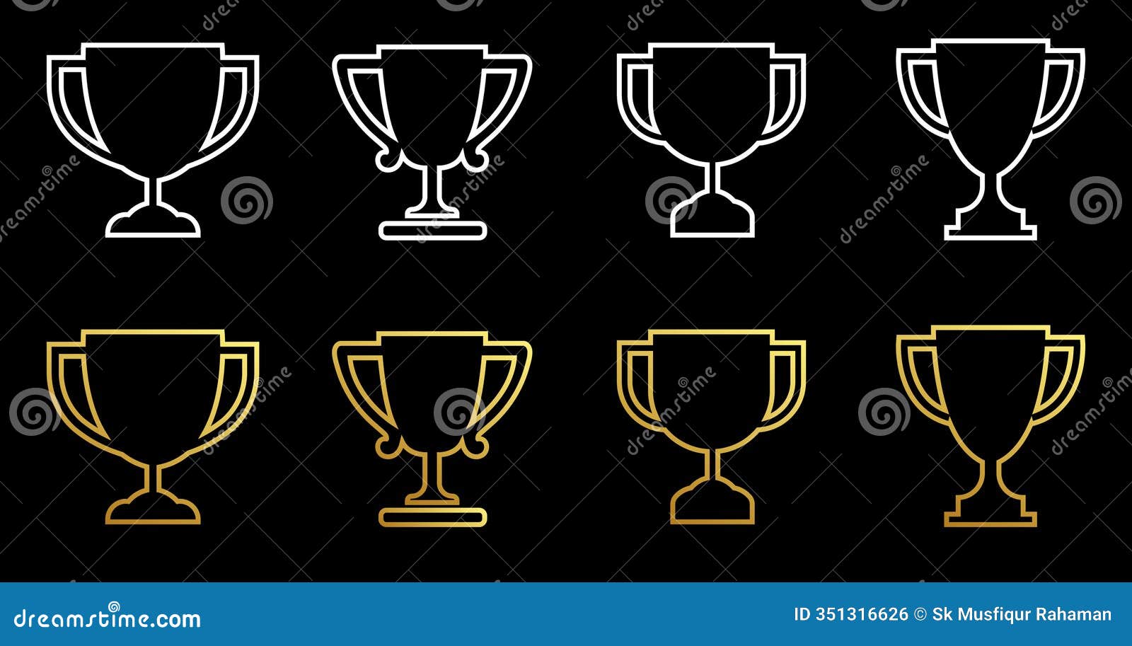 Wight and Golden Line Art Trophy Cup Stock Illustration - Illustration ...