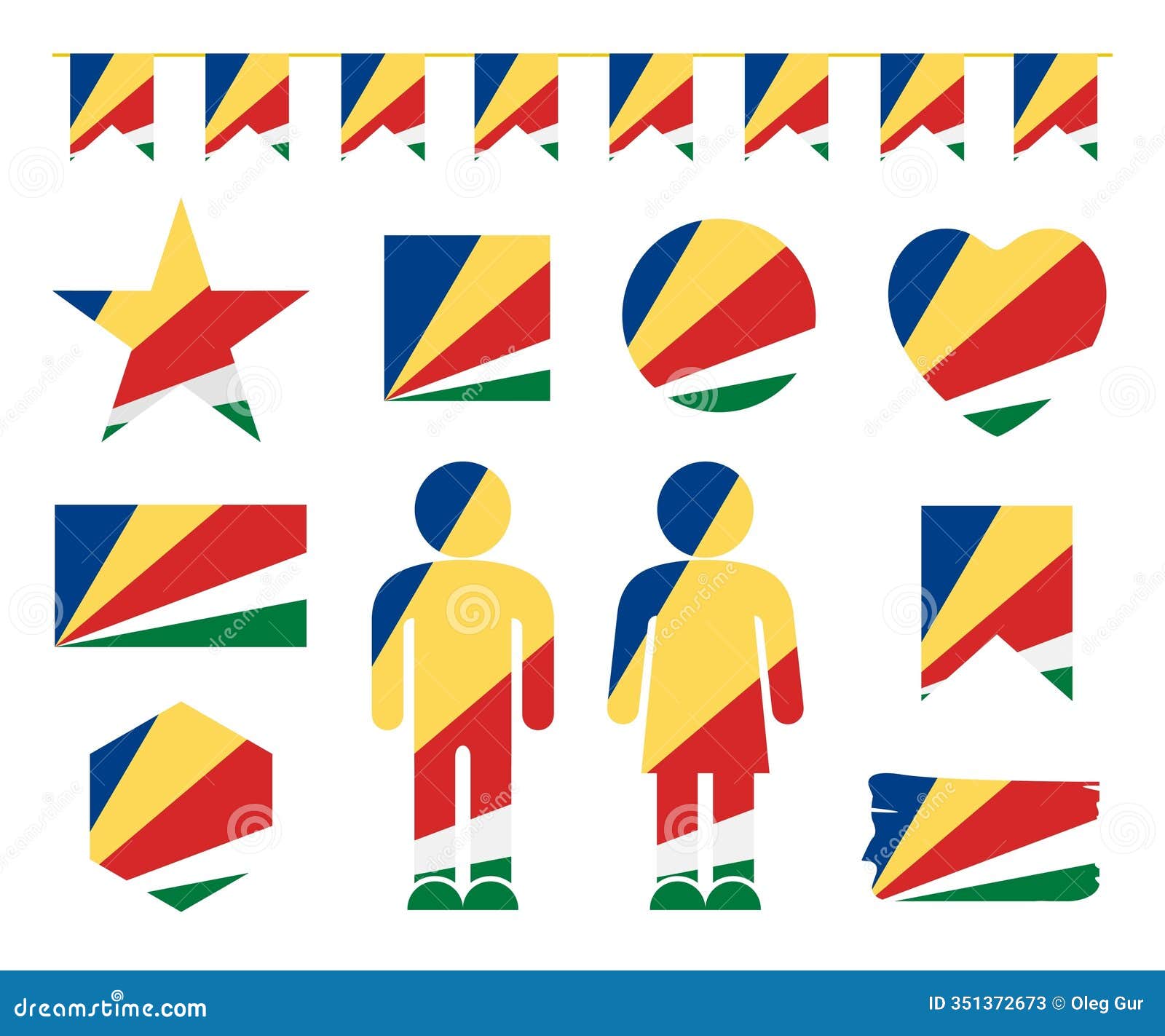 Seychelles Flag Seamless Pattern. Vector Seychelloise, Flags Stickers ...