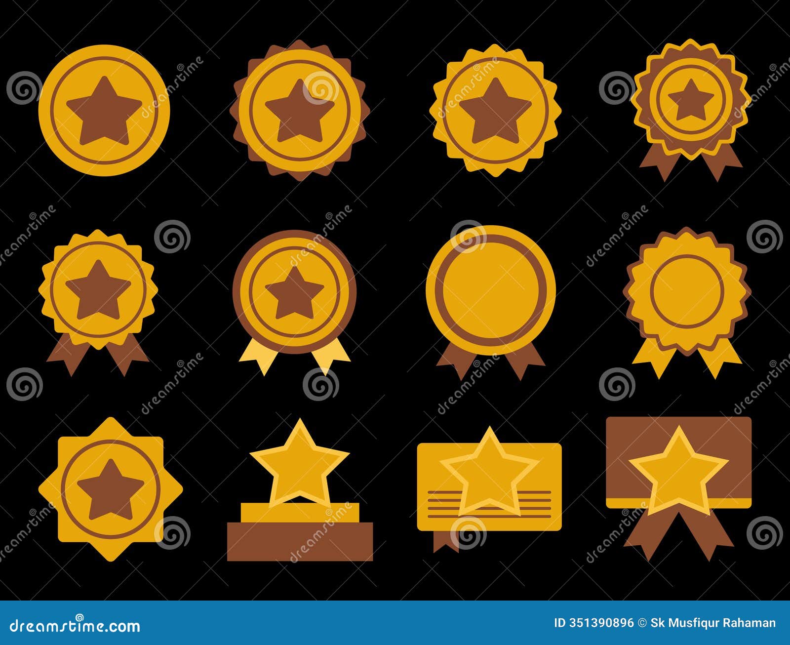 Golden Award Badges Collection Flat Design Stock Illustration ...