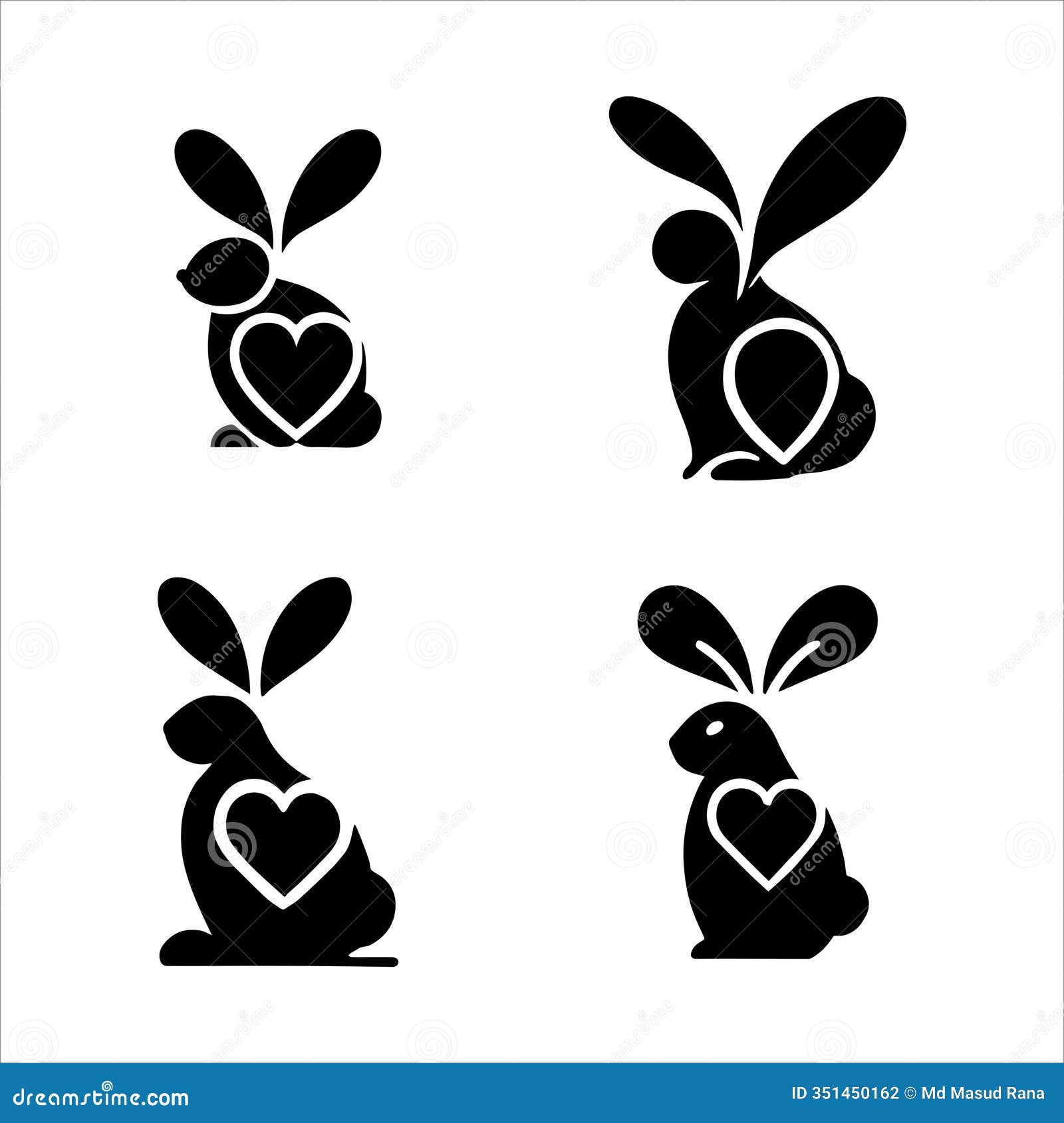 Four Stylized Rabbit Silhouettes Vector Stock Illustration ...