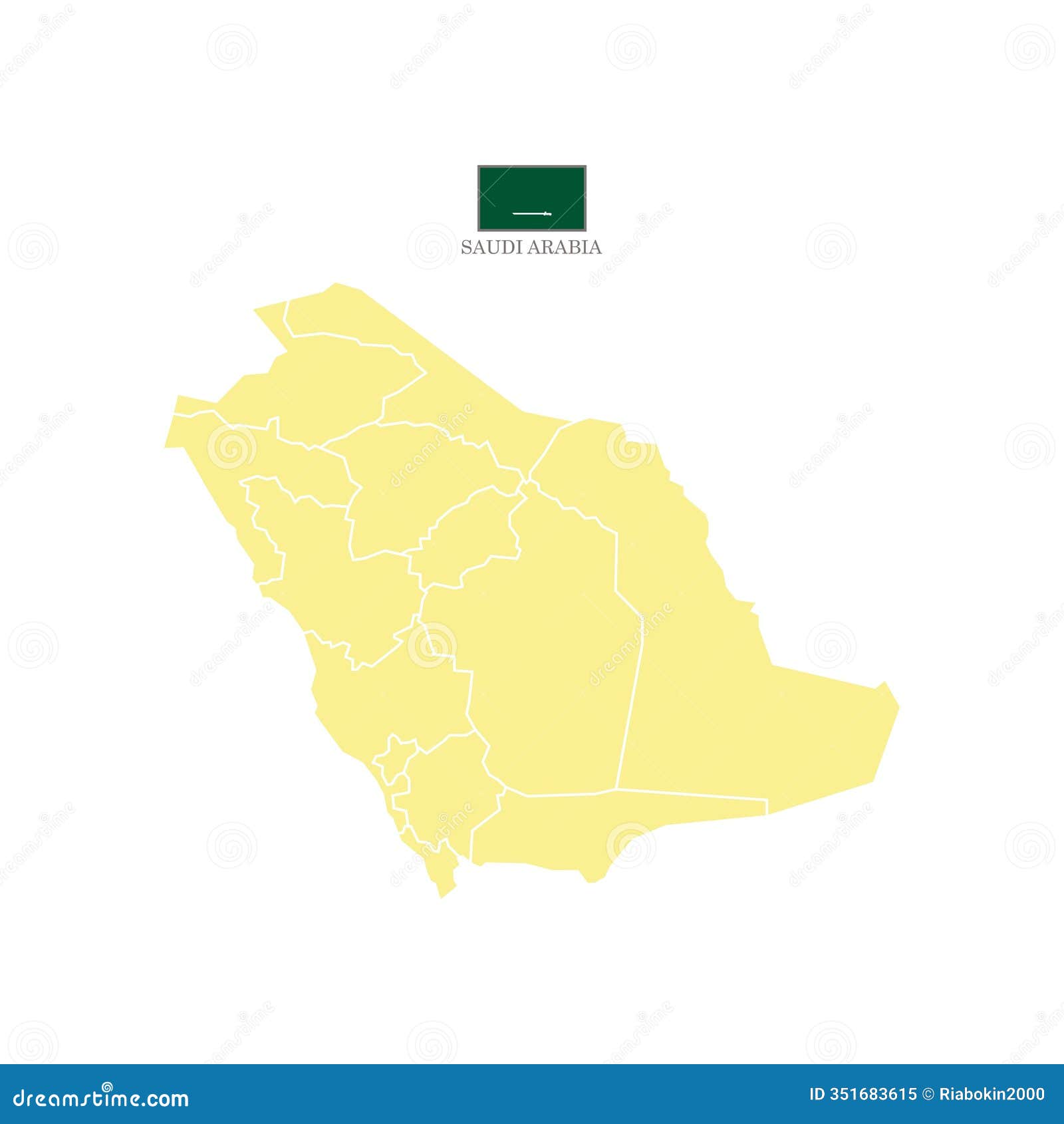 Creamy Map of Saudi Arabia with Borders Stock Illustration ...