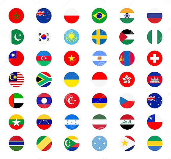 National Flags in Circle Shape. National Flags Set. World Flags Stock ...