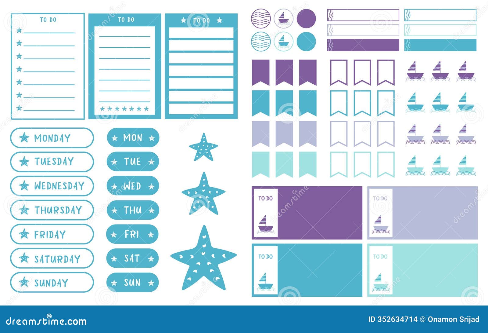 Set of Planner Stickers. Planners and Weekly Days Label Stock ...