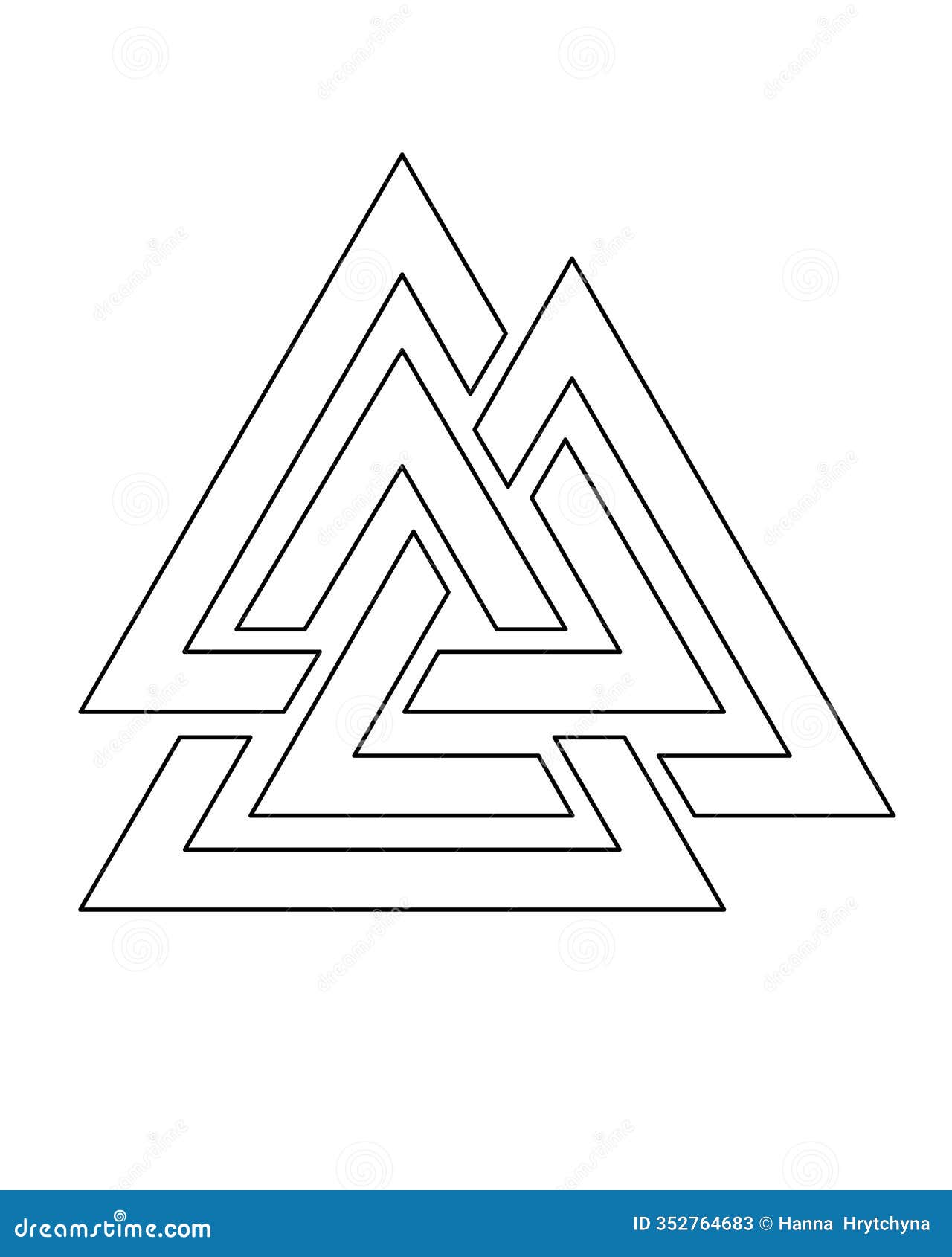 WebValknut, Symbol of the God Odin - Vector Linear Picture for Coloring ...
