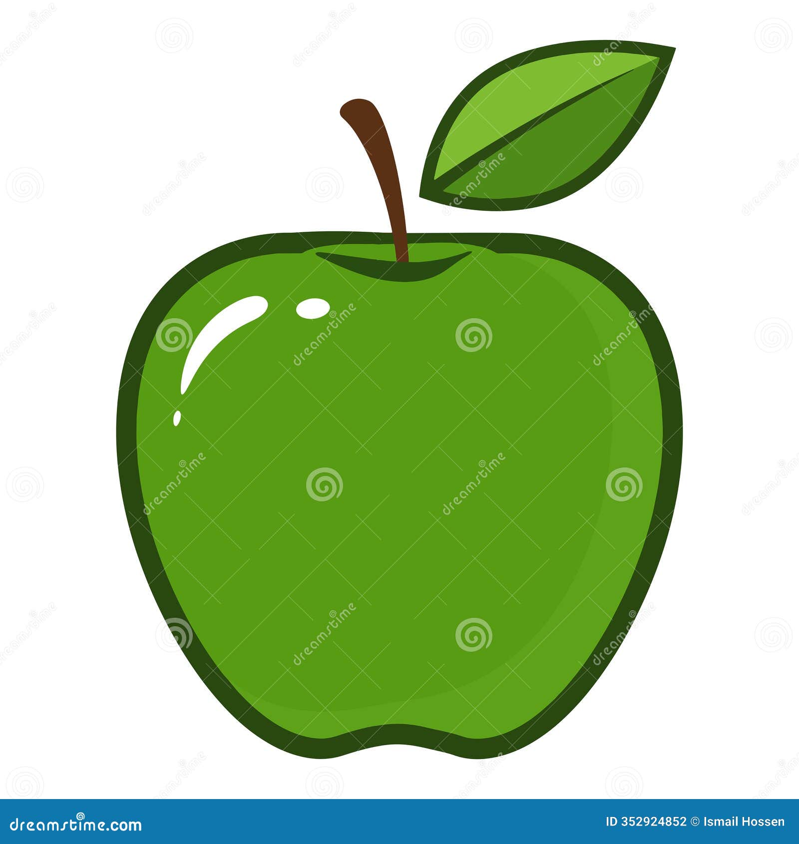 Vector Art Illustration of a Stylish Green Apple on a Clean White ...