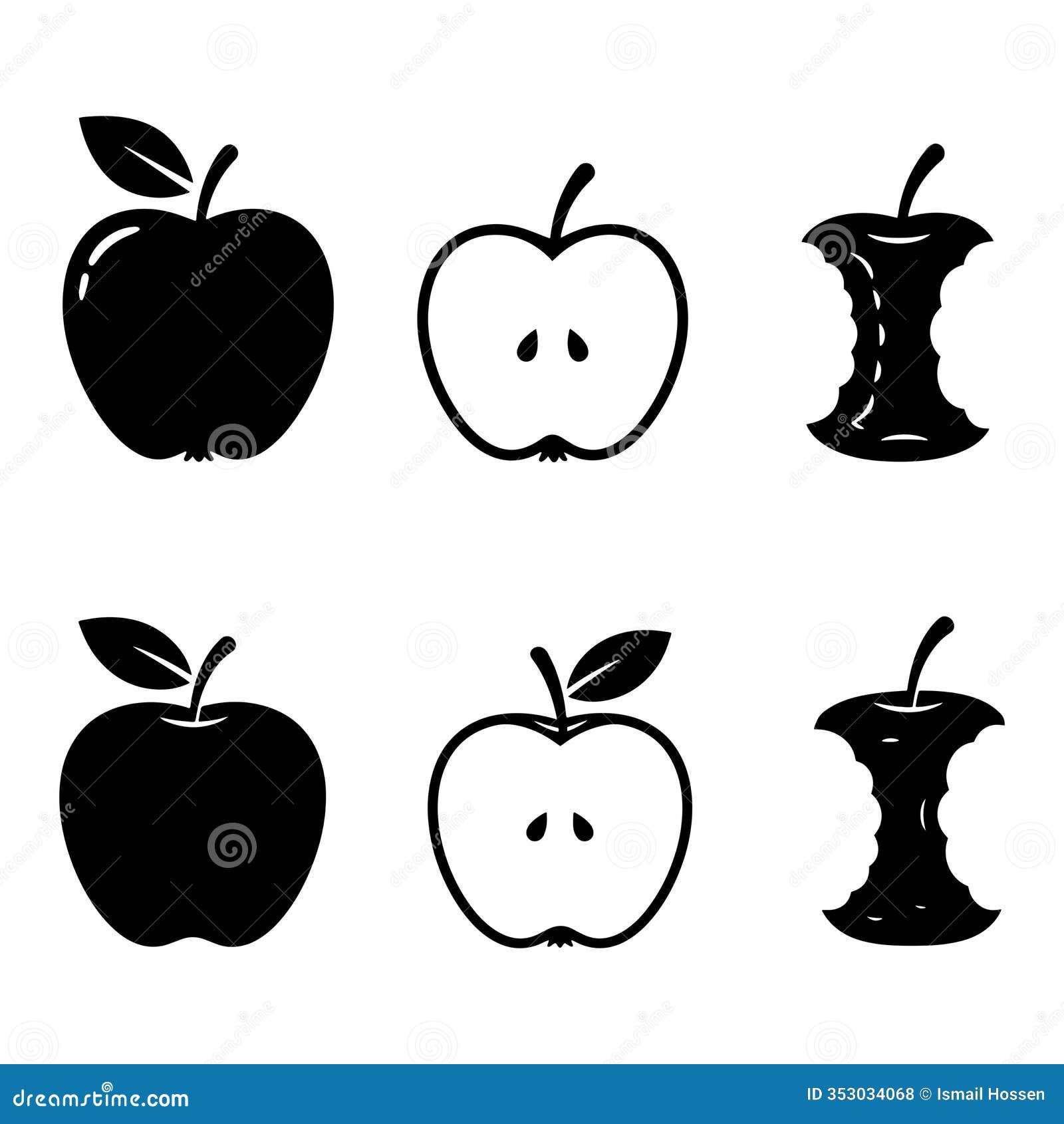 Exclusive Bundle of Apple Vector Art Illustrations on White Background ...