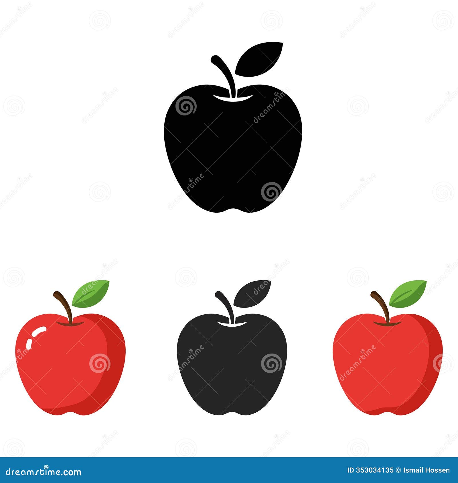 Exclusive Bundle of Apple Vector Art Illustrations on White Background ...