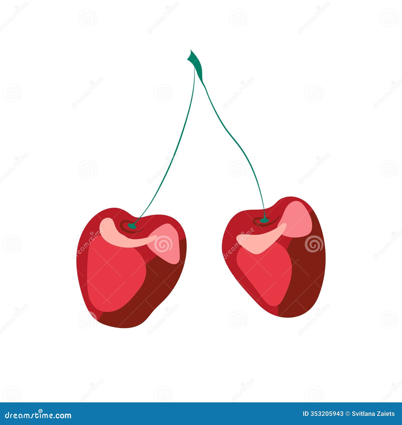 Vector Illustration of Two Stylized Cherries in Minimalistic Style ...