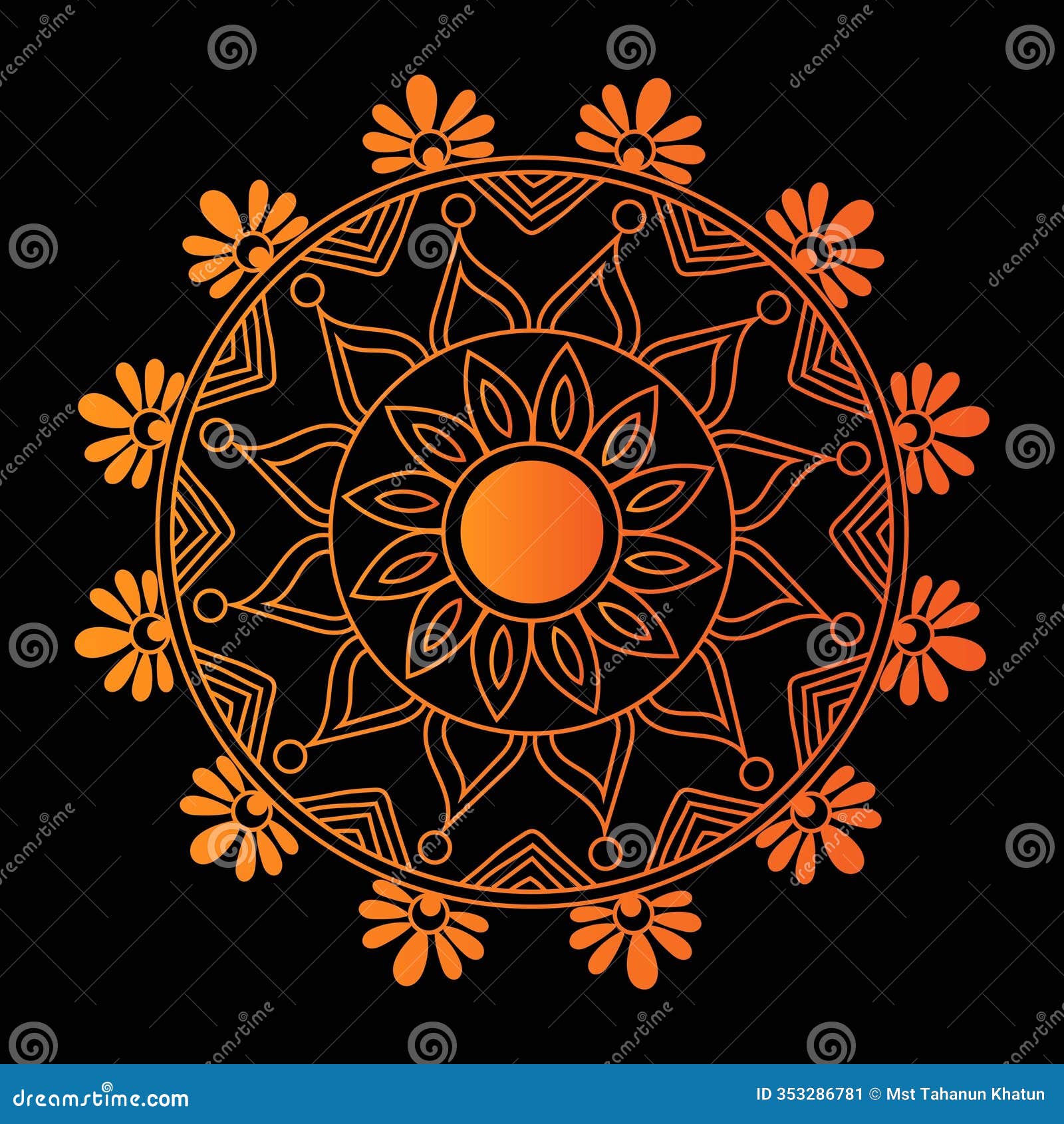 Golden Madala Design with Vector. Stock Vector - Illustration of ...