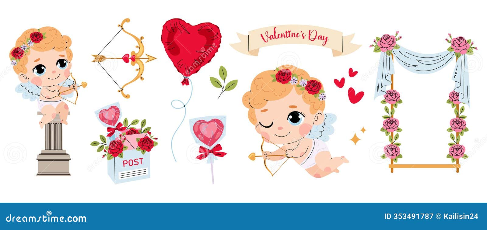 Valentine S Day. Little Cute Cupid with Arrows Stock Illustration ...