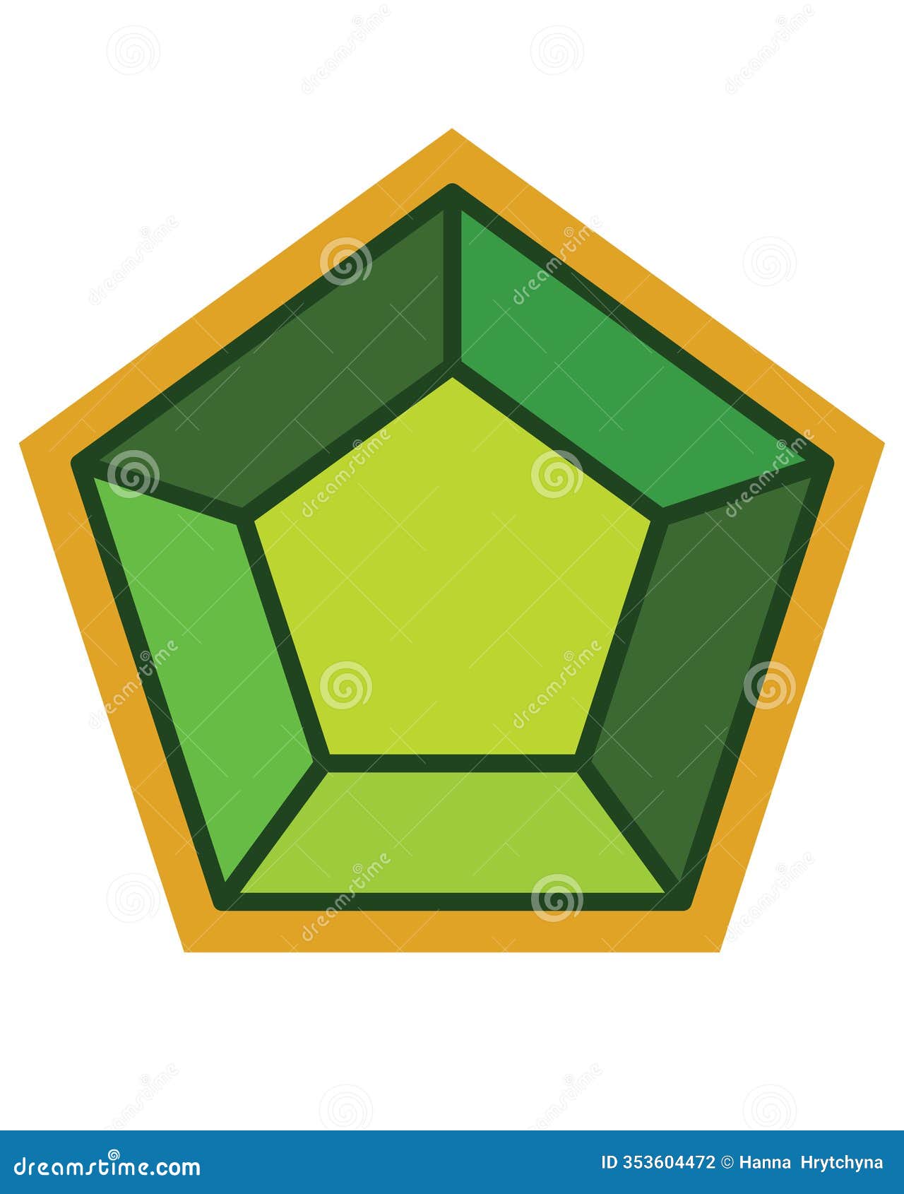 Green Crystal - Pentagon, Gemstone - Vector Full Color Element. Jewelry ...