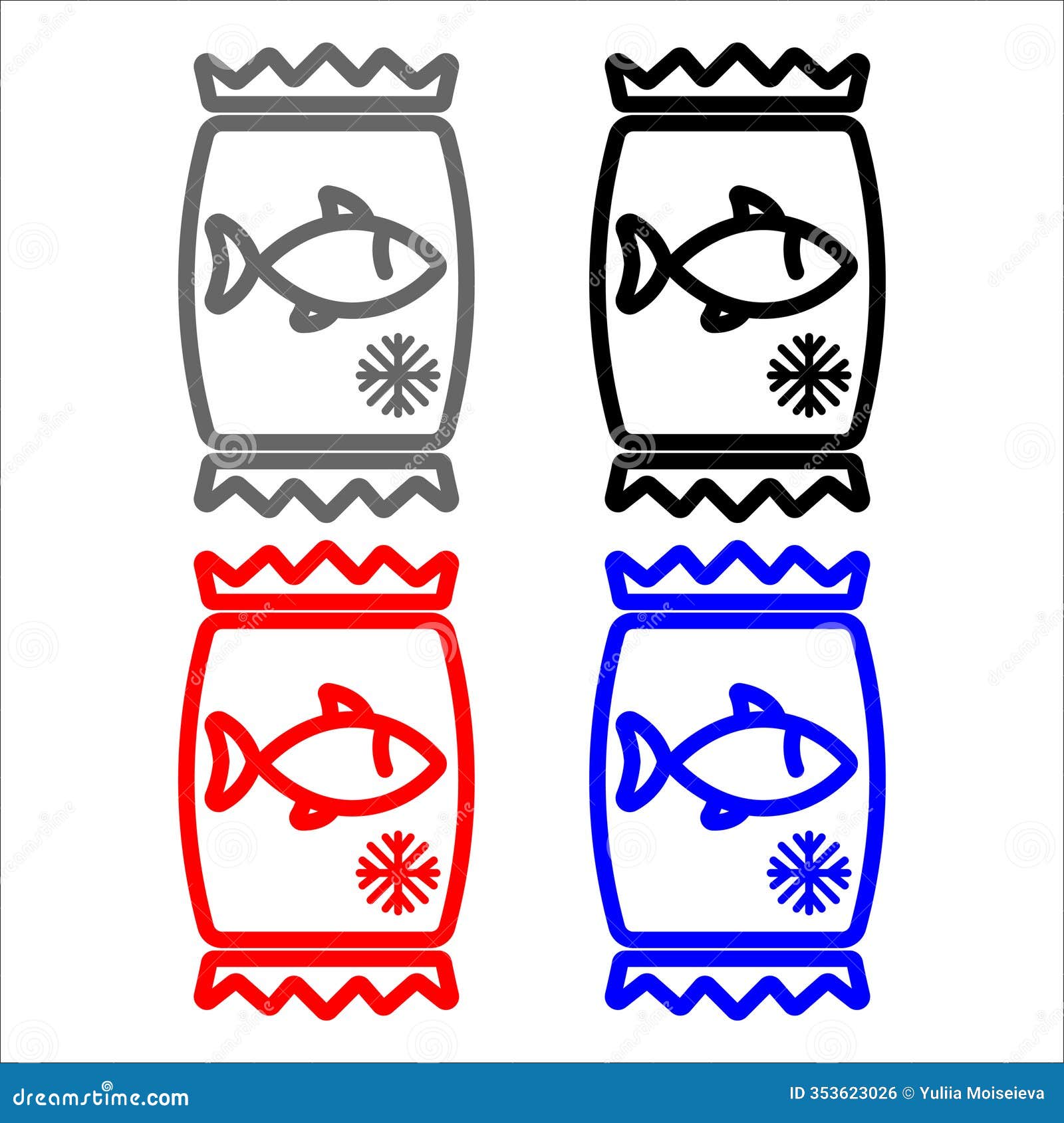 Frozen Fish Seafood Icon Vector Illustration Stock Illustration ...