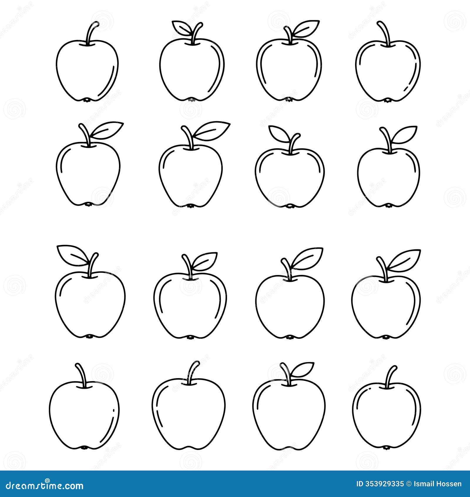 Exclusive Bundle of Apple Vector Art Illustrations on White Background ...